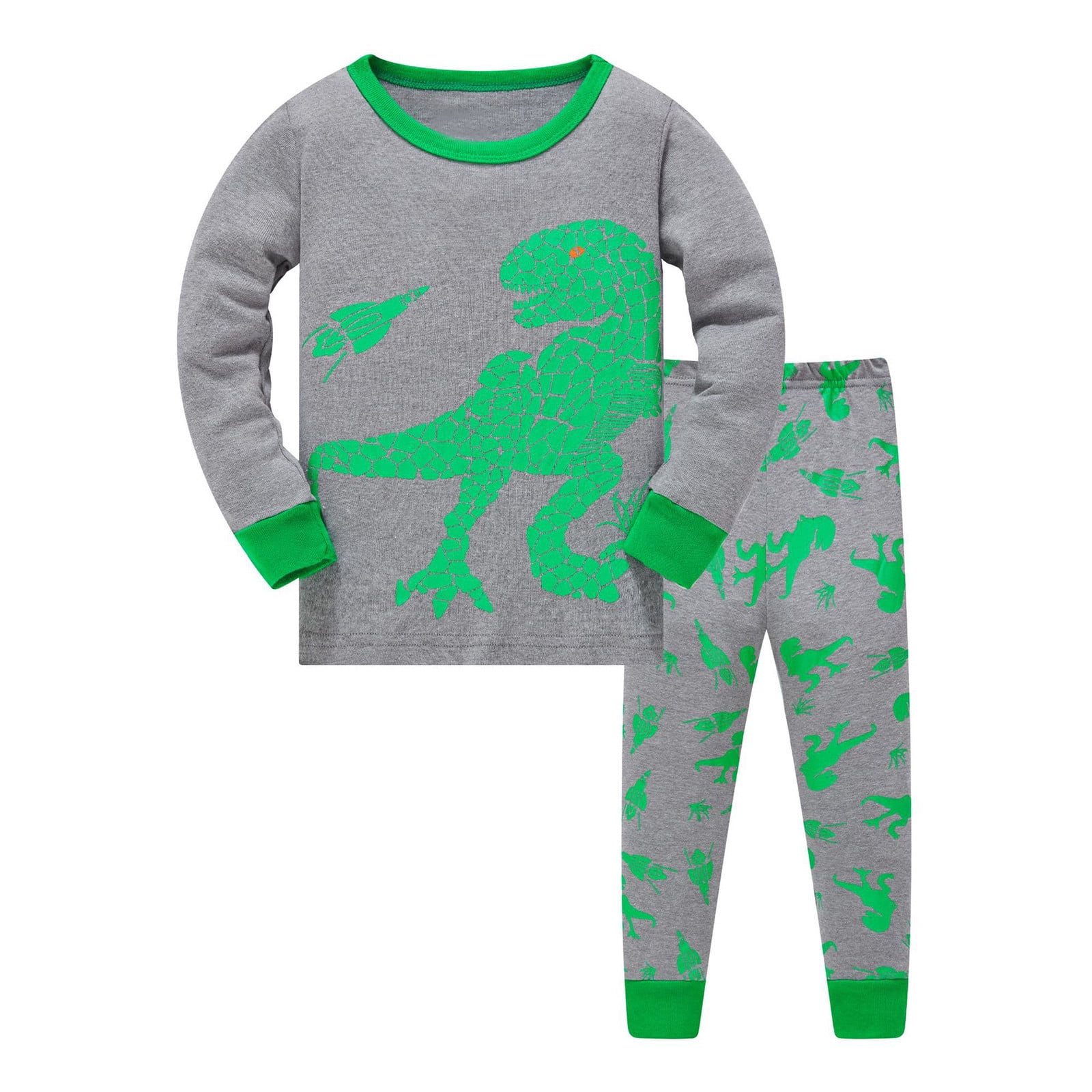 Toddler Boys Pajamas Dinosaur Cotton Kids 2 Piece Pj's Long Sleeve Sleepwear Clothes Set Outfits ...