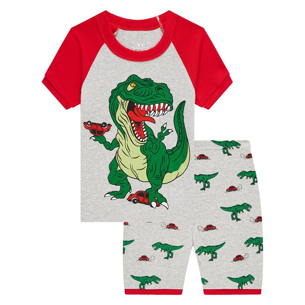 Toddler Boys Pajamas Kids Dinosaur Print Cotton Sleepwear Summer Short Sleeve Pjs Jammies Short ...