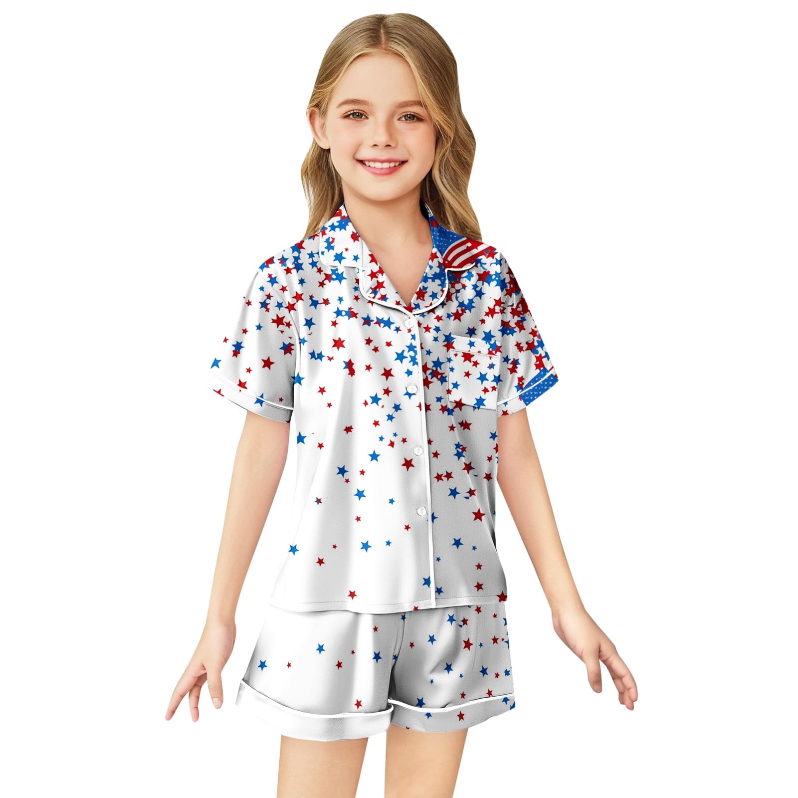 Toddler Boys Pajamas Set 4th Of July Button Down Sleepwear Set Summer ...