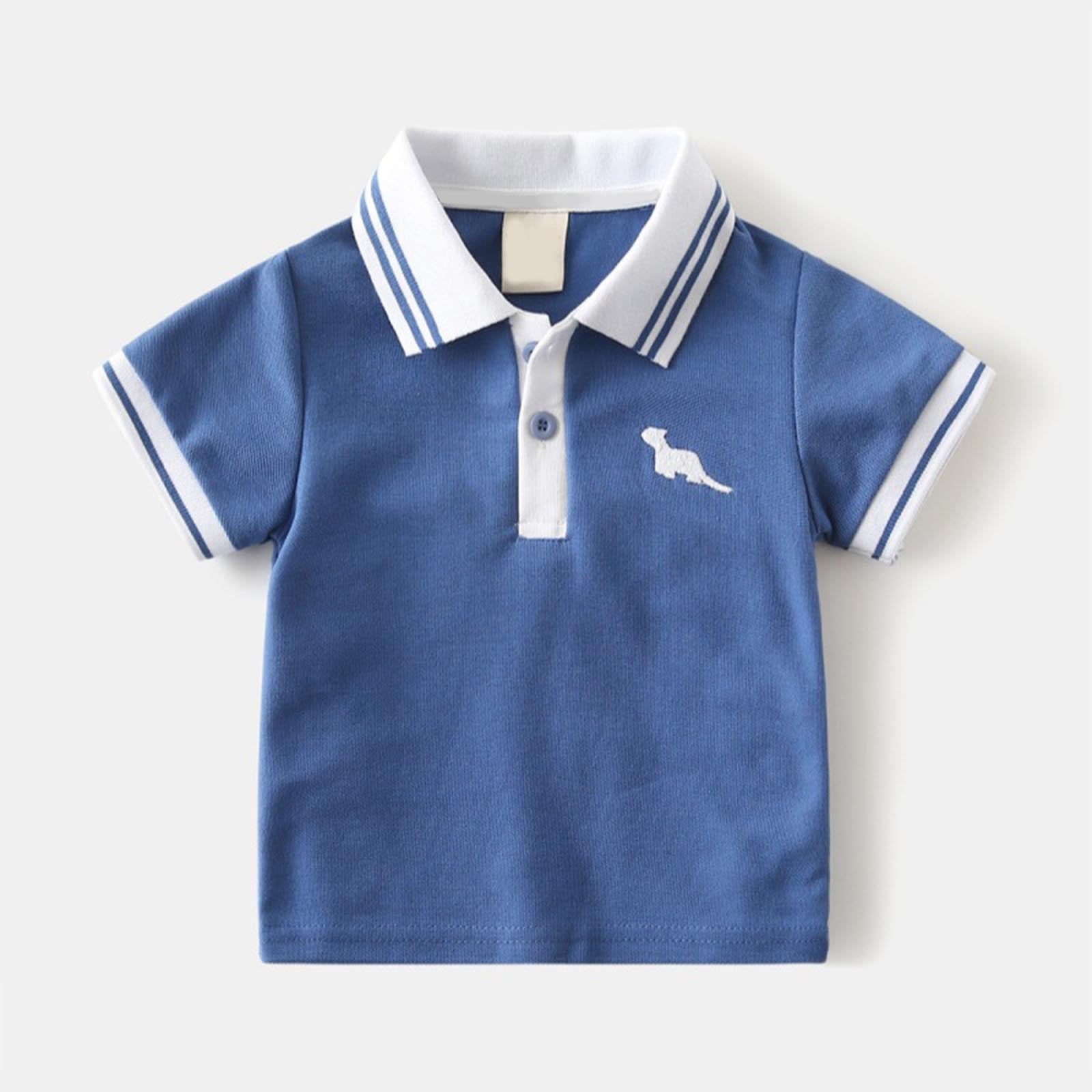 Toddler Boys Polo Shirt Blue Shirt Boys Summer Polo Shirt with Short ...