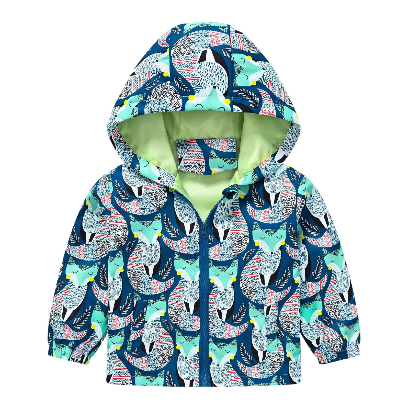Toddler Boys Rain Jackets Girls Cartoon Prints Casual Light Coat Hooded Jacket Windproof Zipper ...