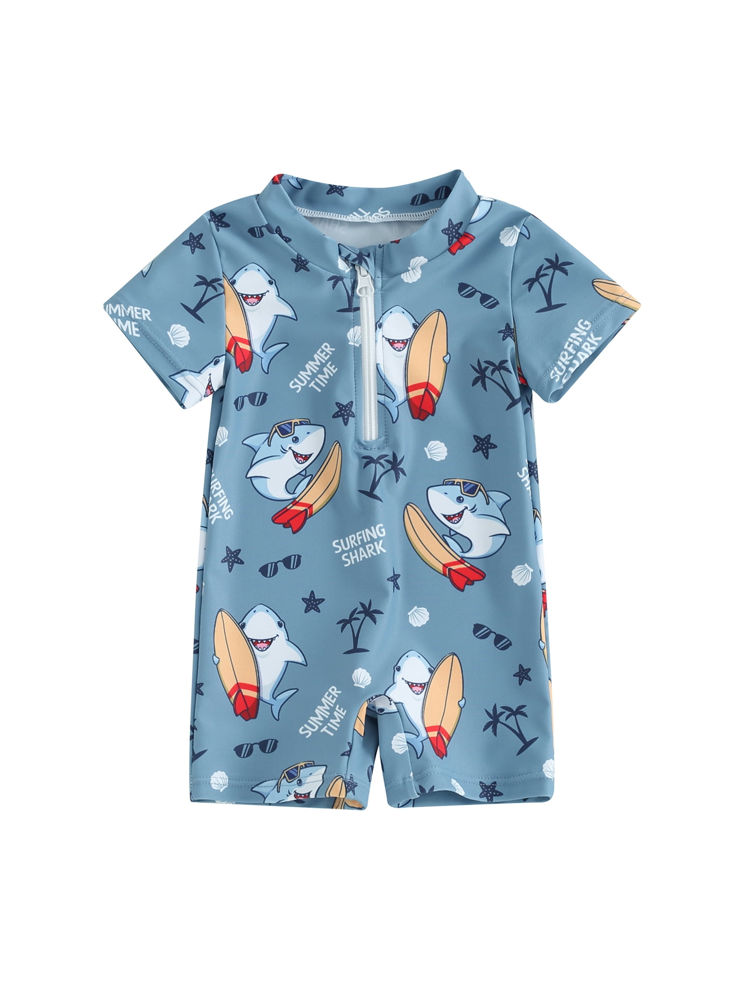 Toddler Boys Rash Guard Swimwear Cartoon Marine Life Print Short Sleeve ...