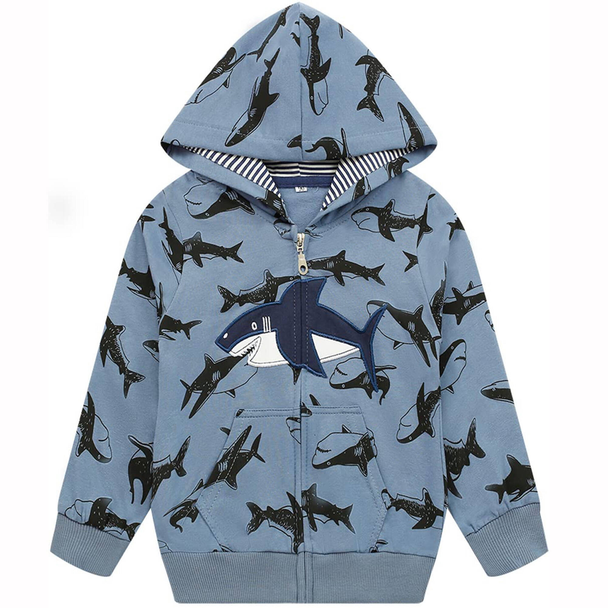 Popshion Toddler Boys Shark Hoodie Jacket, Cool Sports Outfit, Spring ...