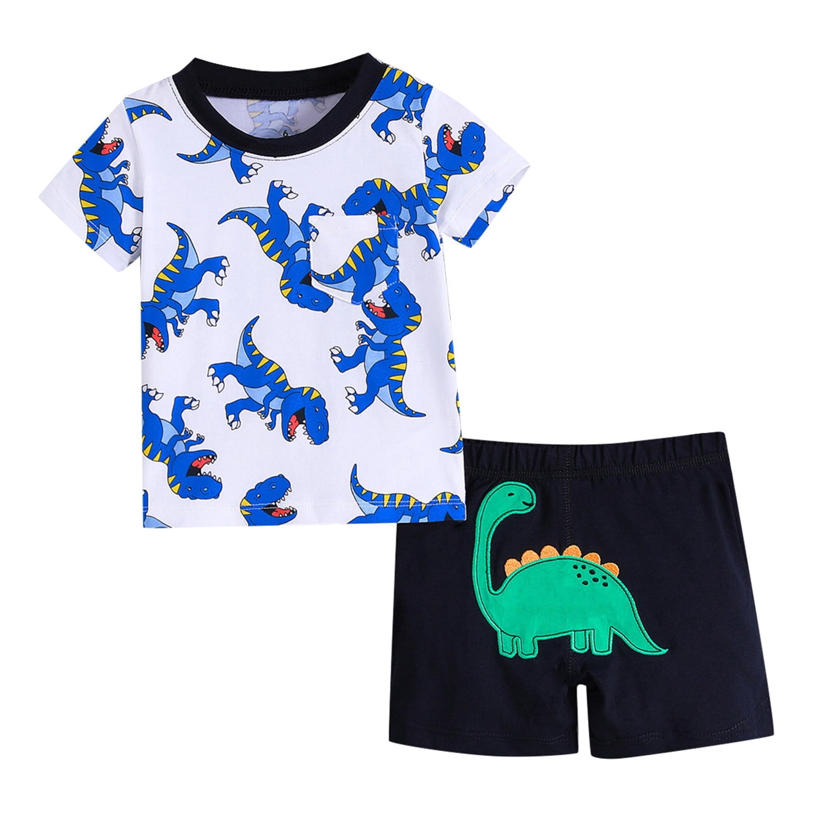 Toddler Boys Short Sleeve Cartoon Prints T Shirt Tops Shorts Kids ...