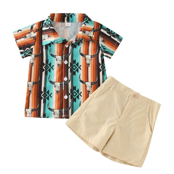 Toddler Boys Shorts Outfit Boy's Textured Button Up Shirt and Shorts ...