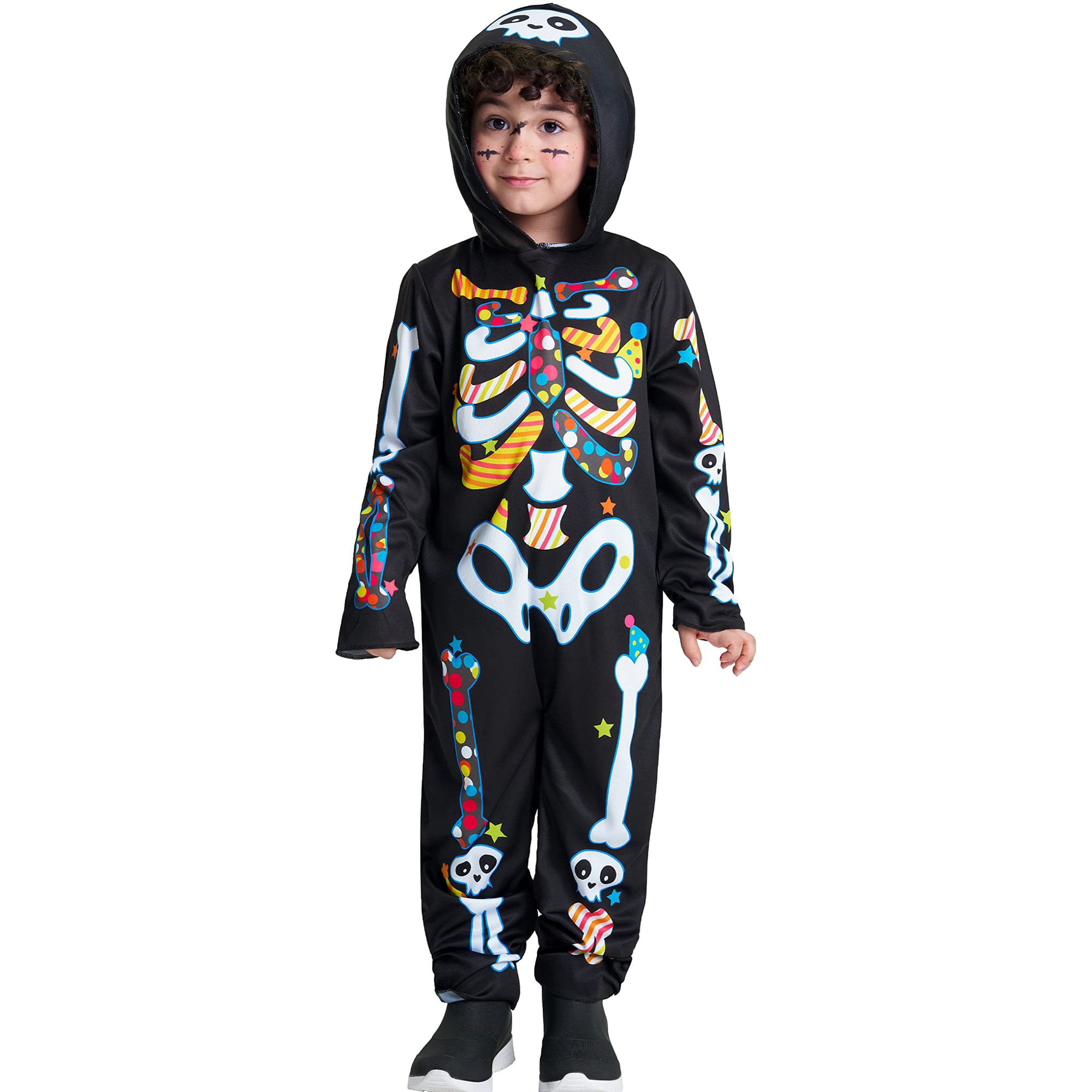 Kids Skeleton Costume for Toddler Boys, Colorful Bones Jumpsuit ...