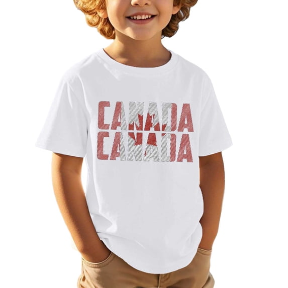 Toddler Boys T Shirts Graphic With Embroidered Maple Leaf And Canadian ...