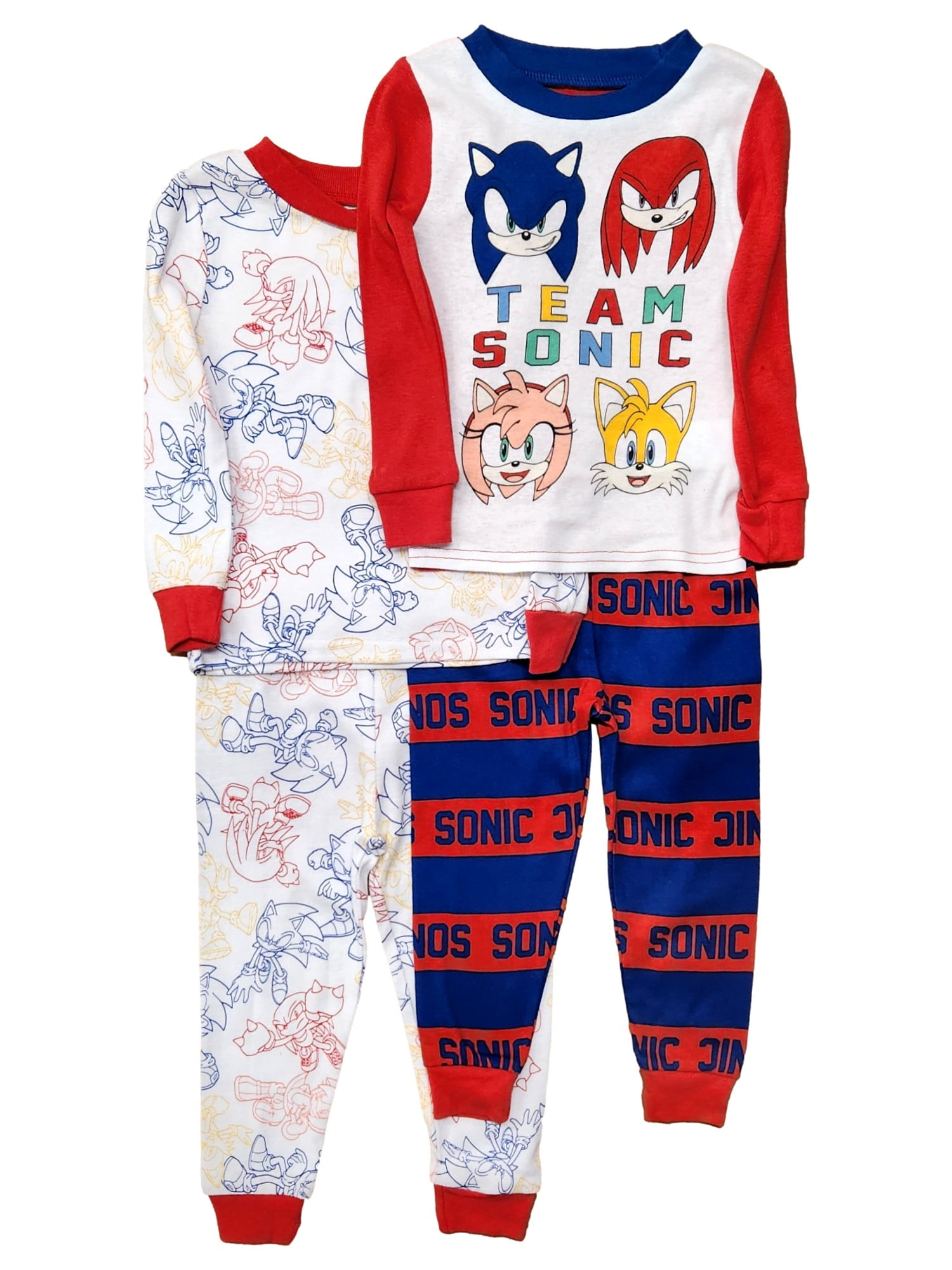 Toddler Boys White & Red Sonic The Hedgehog 4-Pack Pajama Set 2T ...