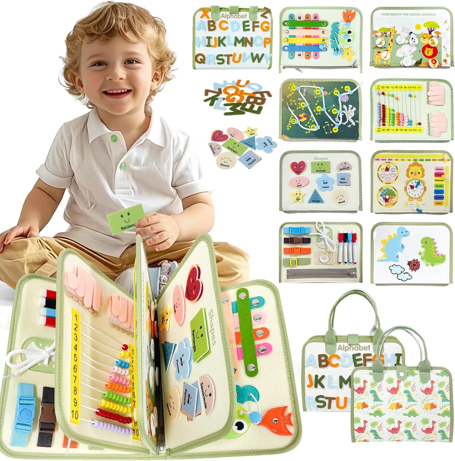 Toddler Busy Board for 1 2 3 4 Year Old - Montessori Busy Book Travel ...