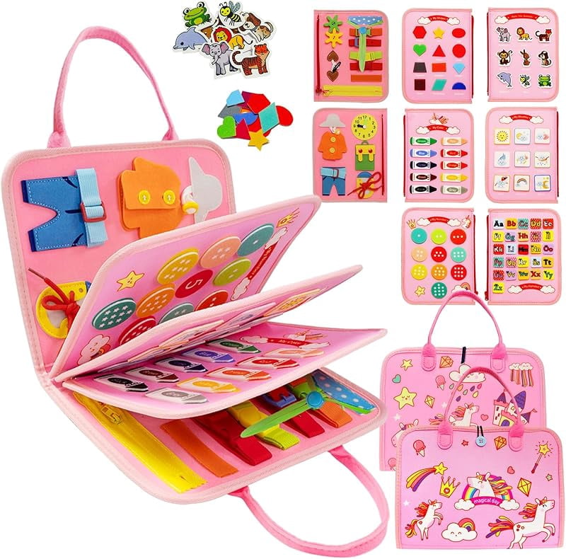 Toddler Busy Board Montessori Toys for 1 2 3 4 Year Old, Busy Book ...