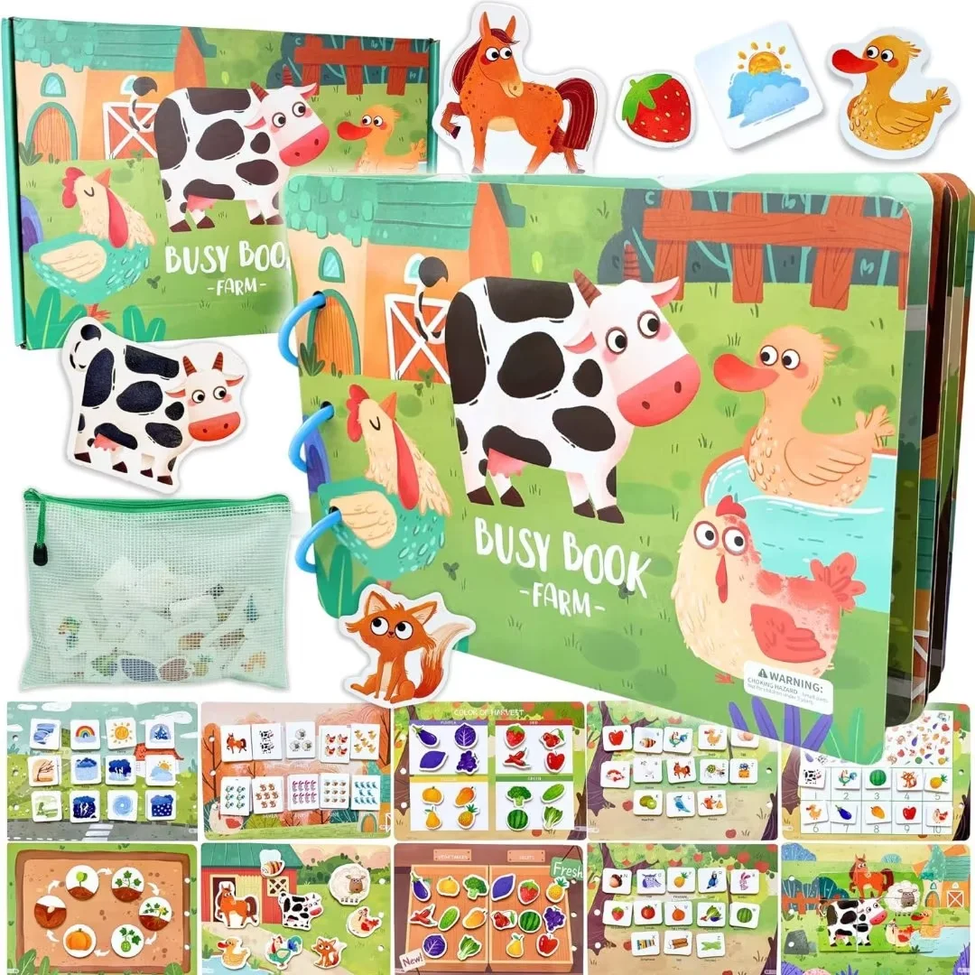 YNERC Montessori Busy Book, Farm Animal Patterns, Interactive Toddler ...