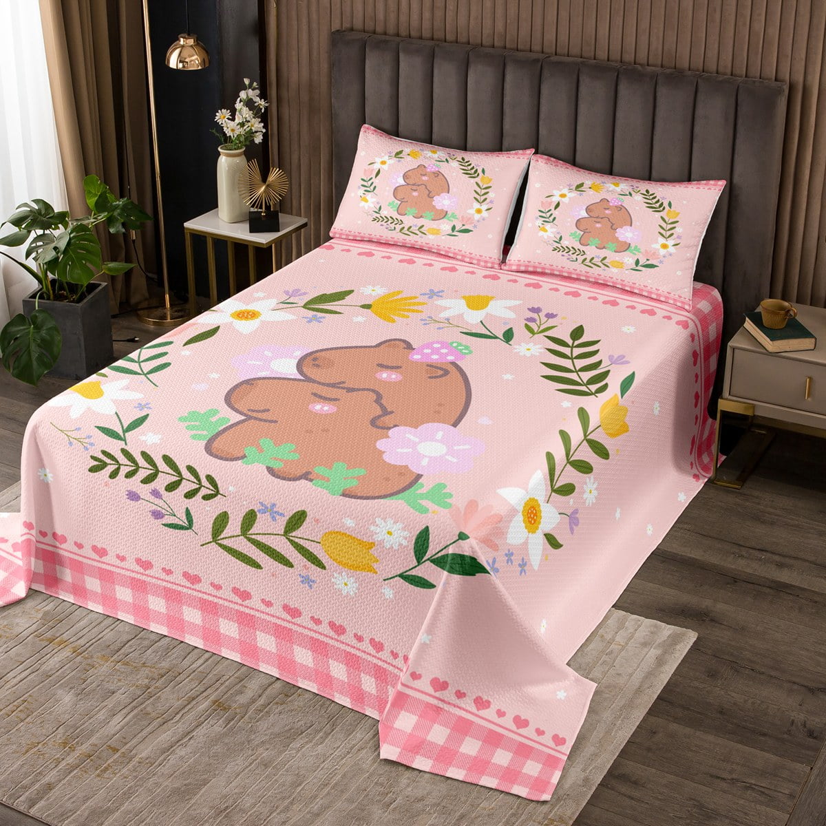 Toddler Capybara Quilt Set King for Kids Girls, Cartoon Rodent Animals ...