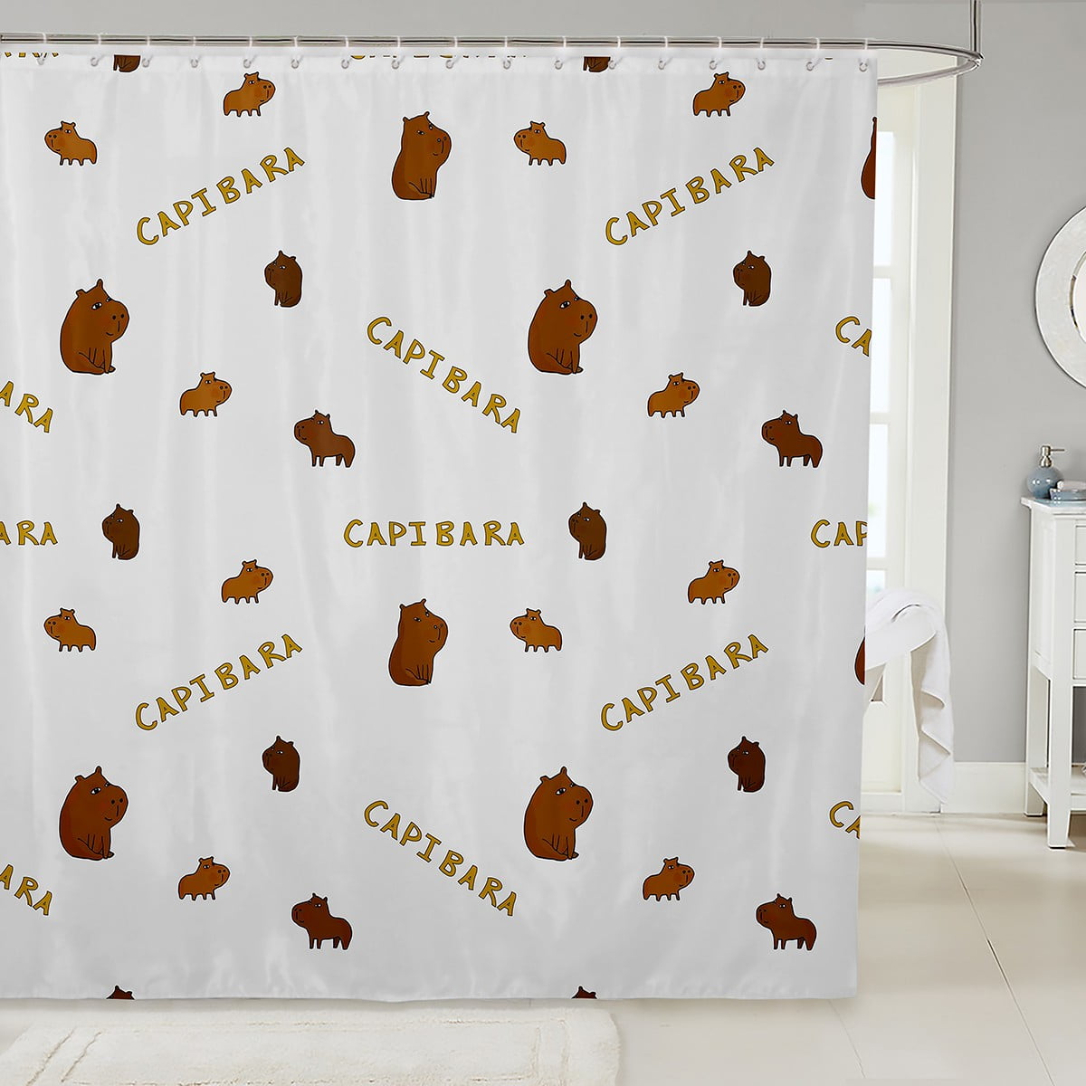 Toddler Capybara Shower Curtain, Cute Brown Capibara Shower Curtain ...