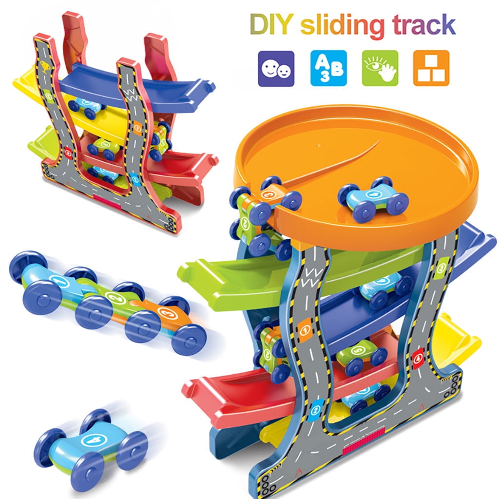 Toddler Car Ramp Toys - Car Race Tracks for Toddlers with 4 Mini Cars ...