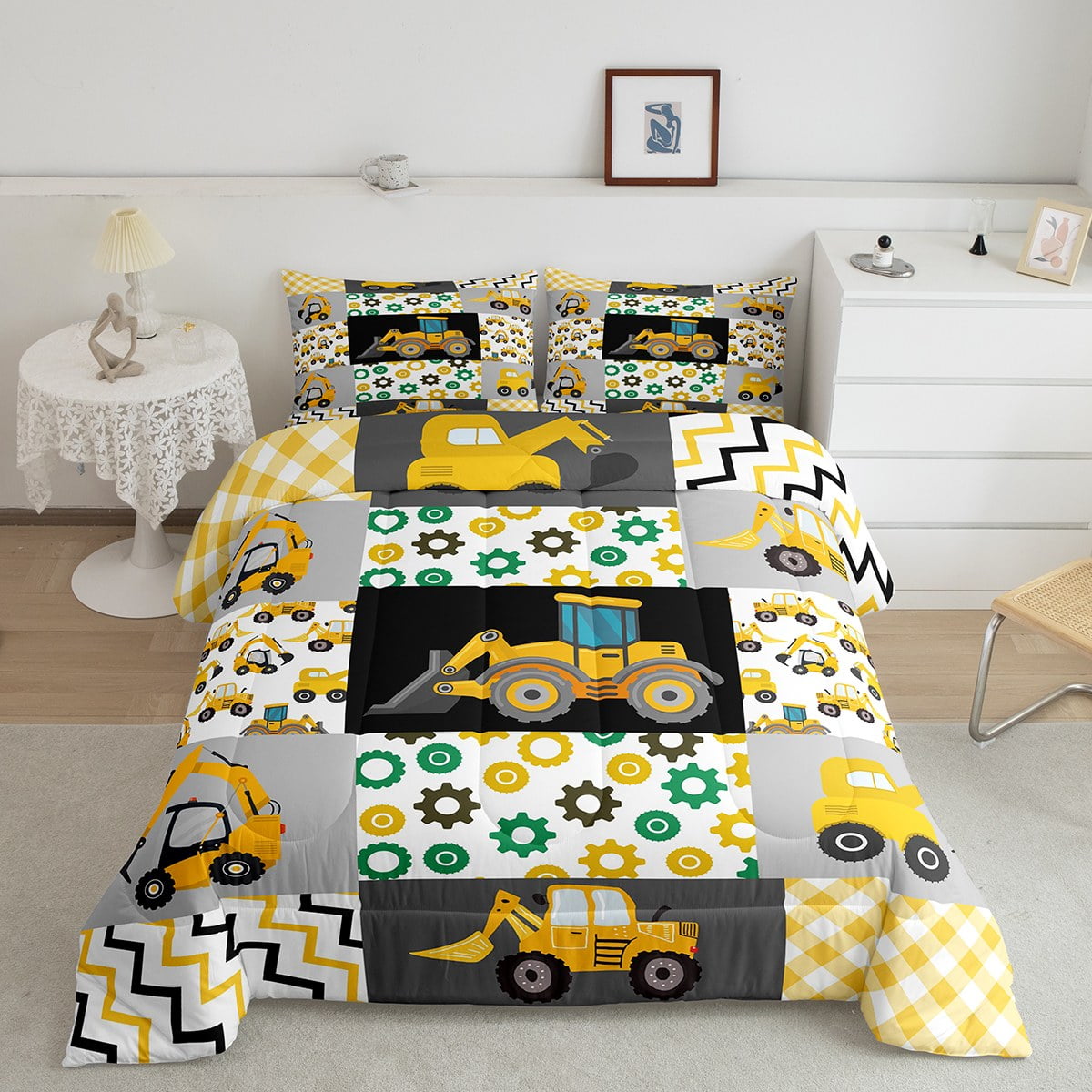 Cartoon Car Bedding Excavator Truck Bedding Comforter Sets Car Room ...