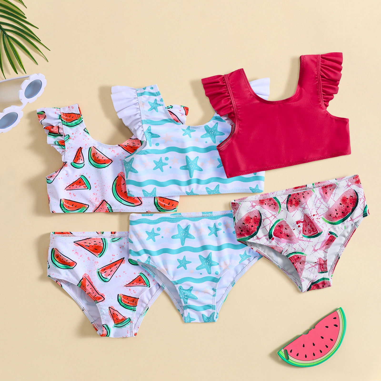 Toddler Cartoon Watermelon Print Separate Swimsuit Bikini Hot Spring ...