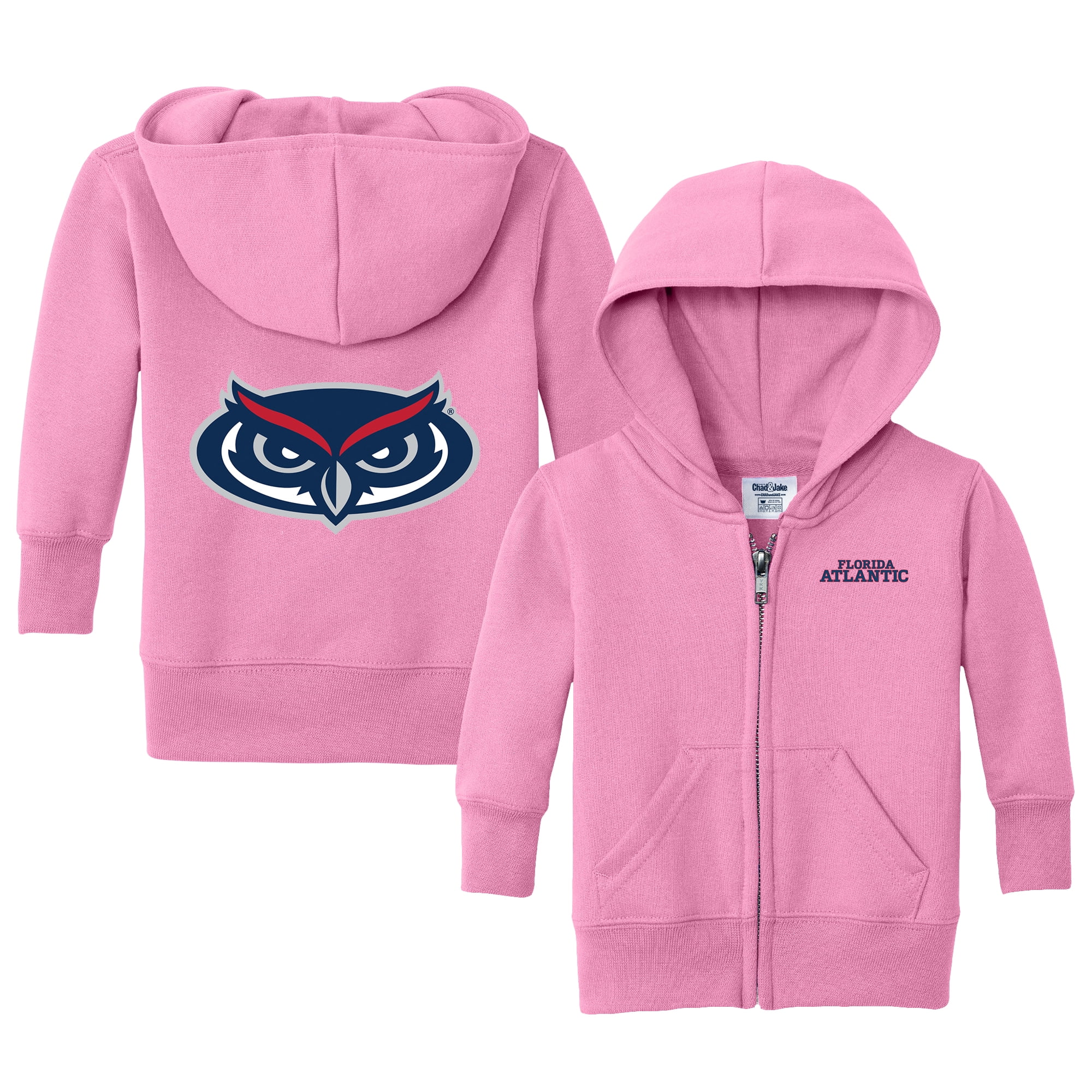 Toddler Chad & Jake Pink Florida Atlantic Owls Logo Full-Zip Hoodie ...