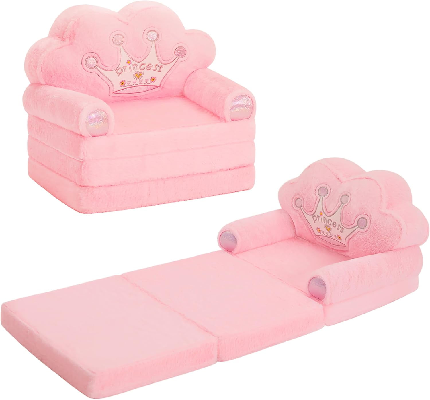 Toddler Chair Comfy，Foldable Princess Kids Couch for Girl, Toddler ...