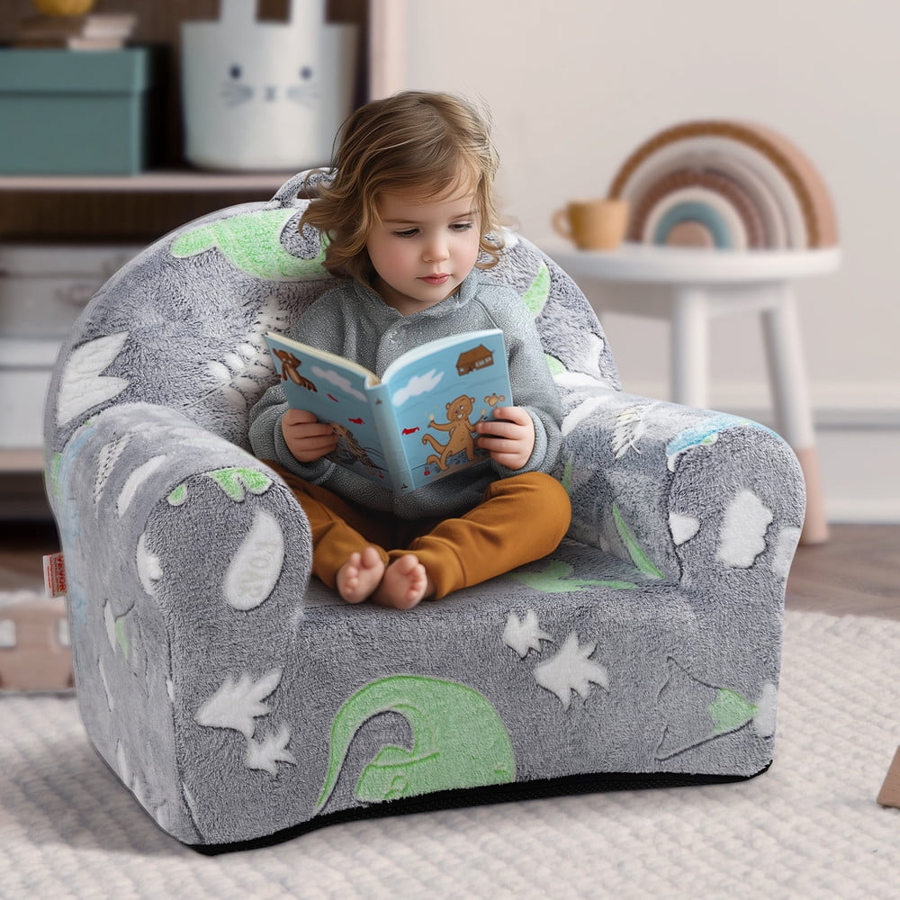 Toddler Chair Glow in the Dark Plush Baby Chair Playroom Furniture Grey ...