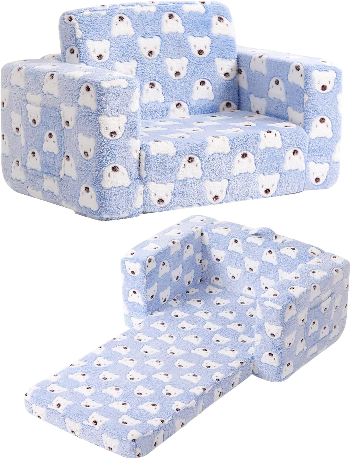 Toddler Chair Kids Couch, 2-in-1 Comfy Armchair with Removable and ...