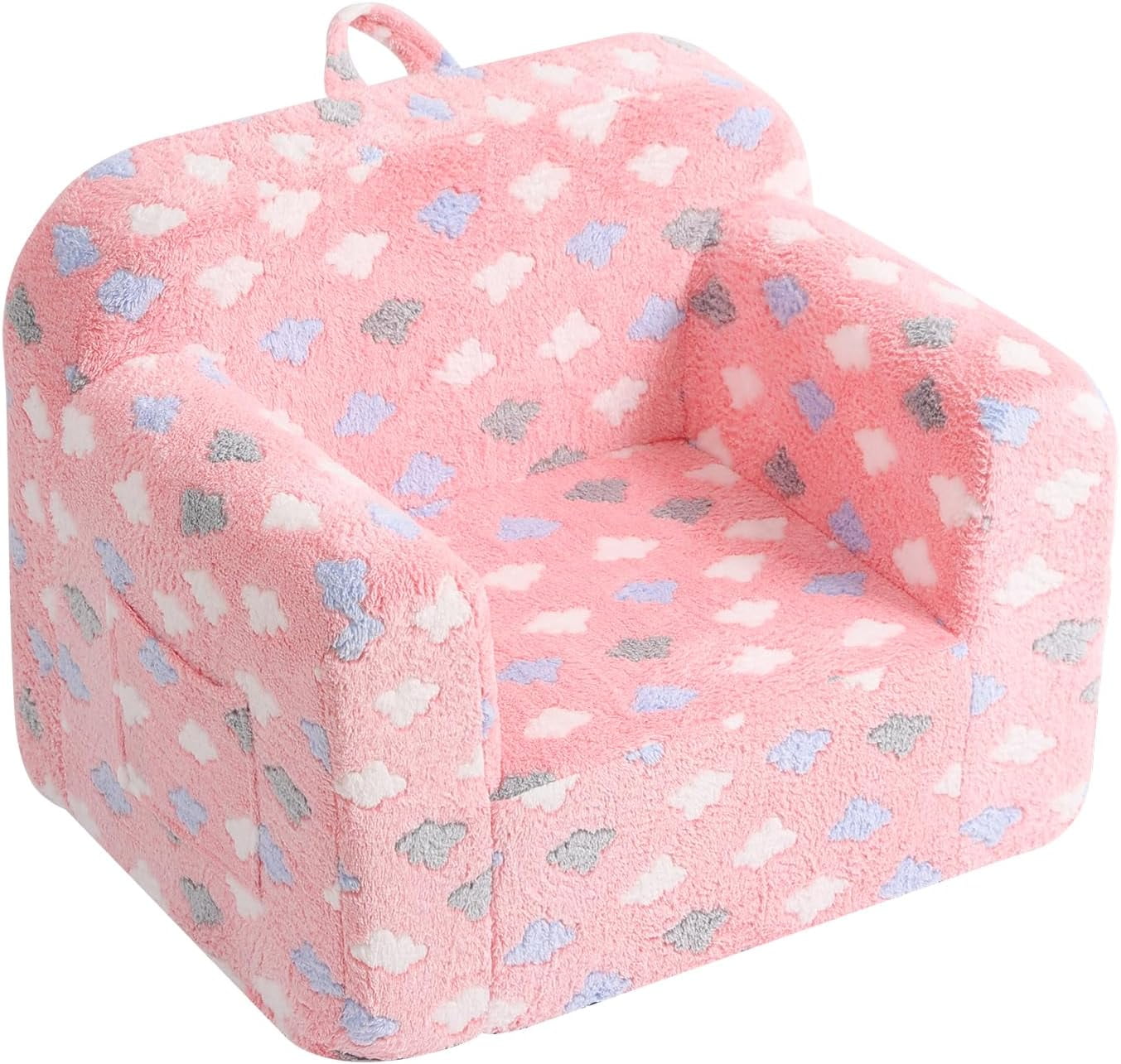 Toddler Chair – Plush Kids Sofa with Carry Handle, Comfy Convertible ...
