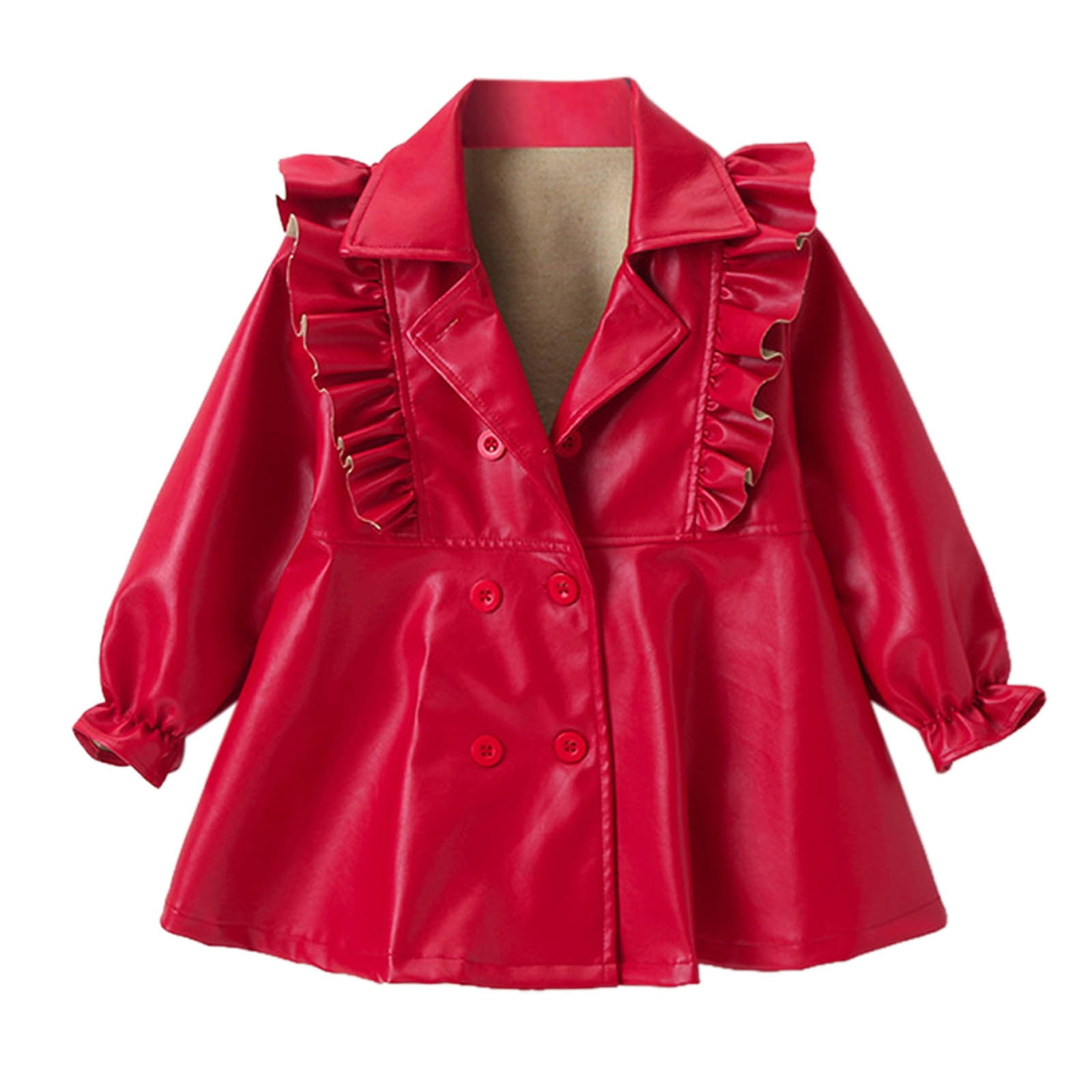 Toddler Child Kids Girls Patchwork Long Sleeve PU Leather Dress Jacket Winter Coats Outer ...