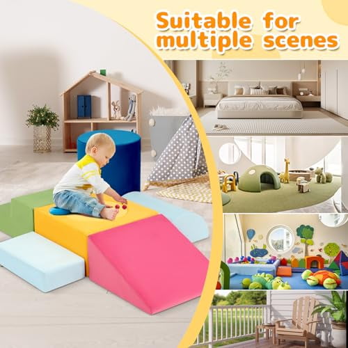 Toddler Climbing Toys Indoor, 7-Piece Colourful Foam Climbing Blocks for Toddlers, Soft Play ...
