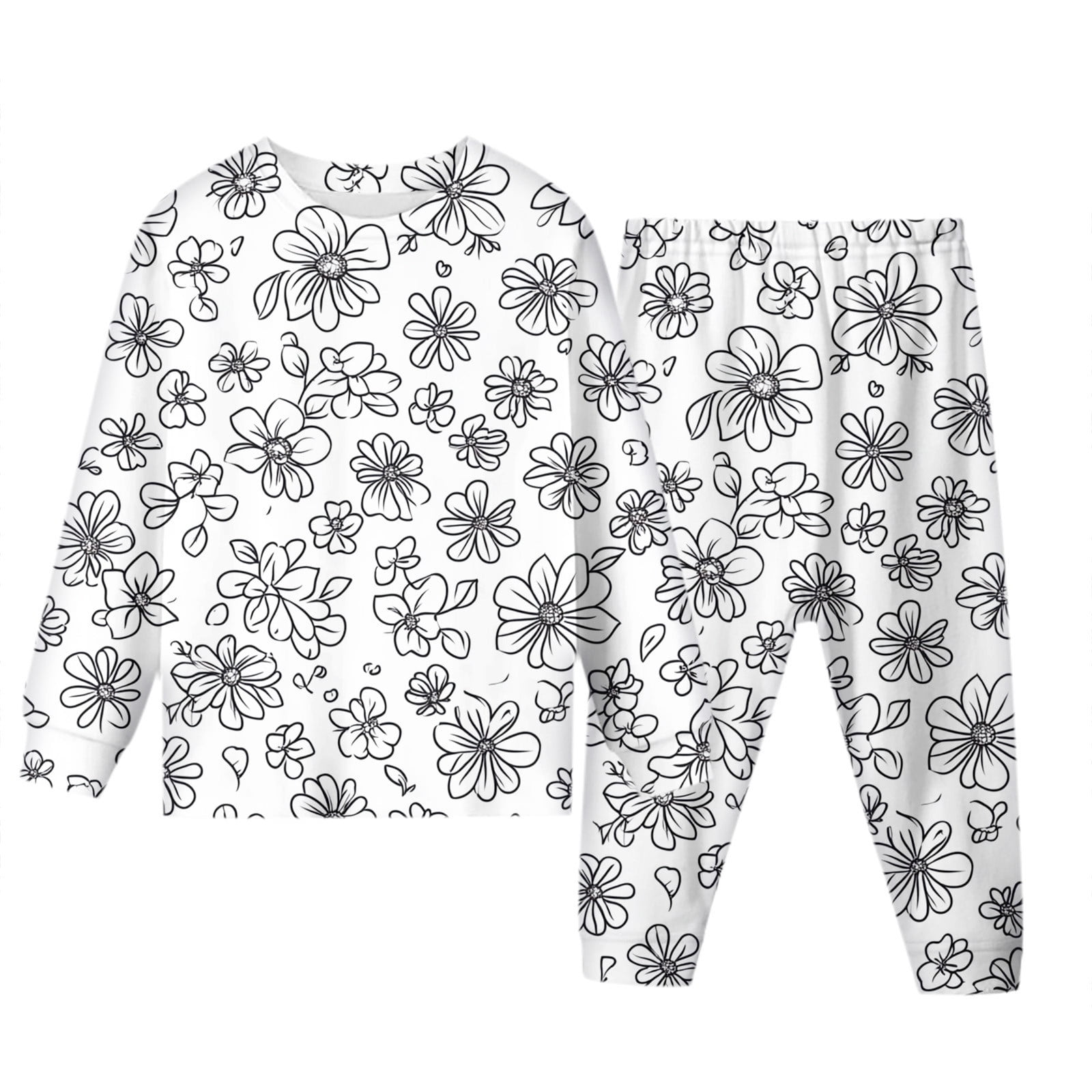 Toddler Colorable Pjs Set Long Sleeve 2 Piece Pajamas Set Funny Cute ...