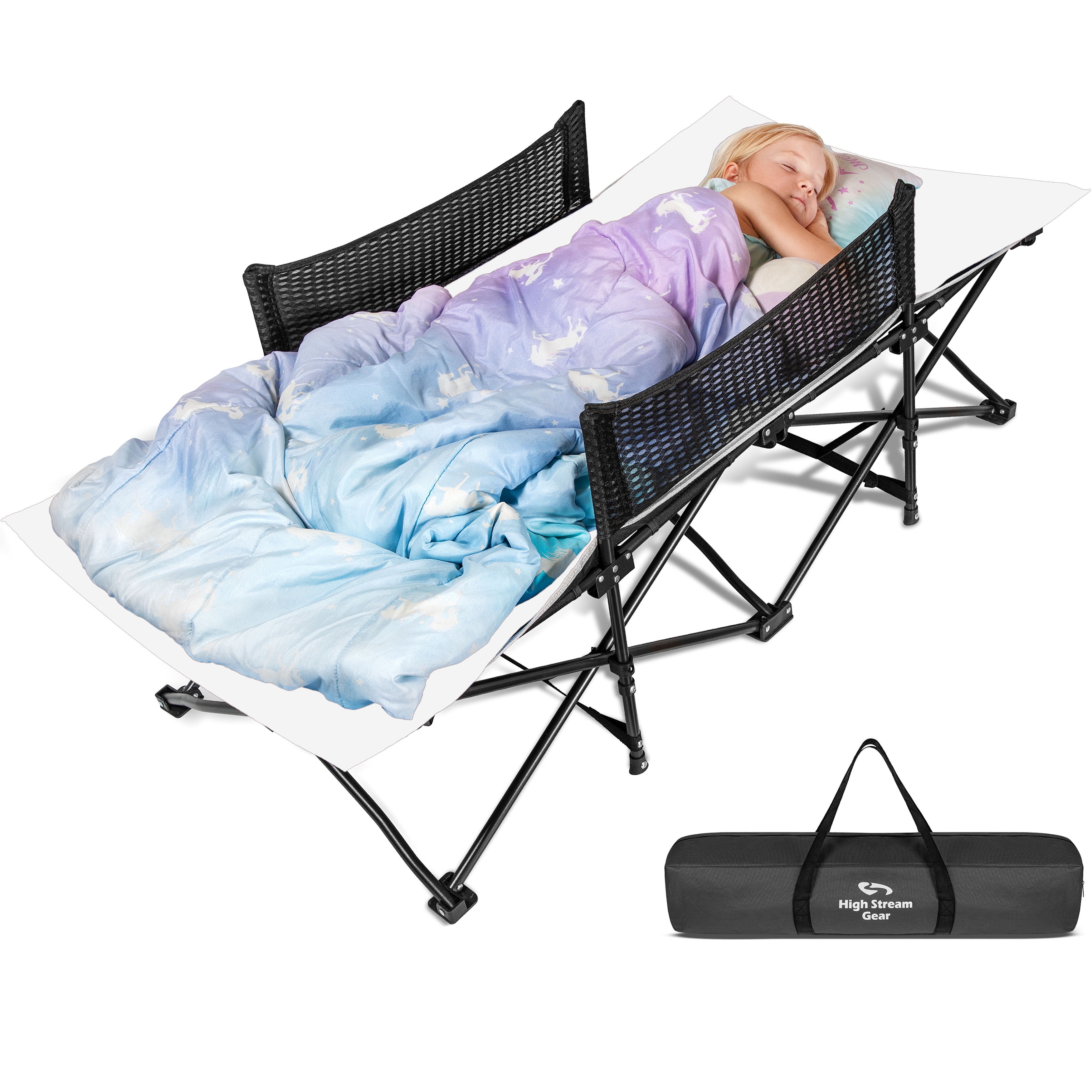 Toddler Cot Bed: Kids travel camping bed, a Portable Folding Cot for ...