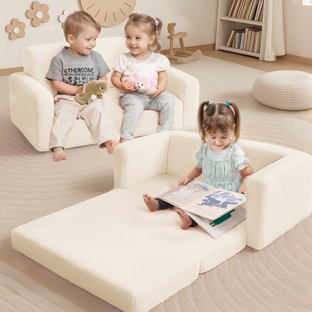 "Caveen Extra Wide Kids Couch, 2-in-1 Convertible Toddler Sofa Chair ...