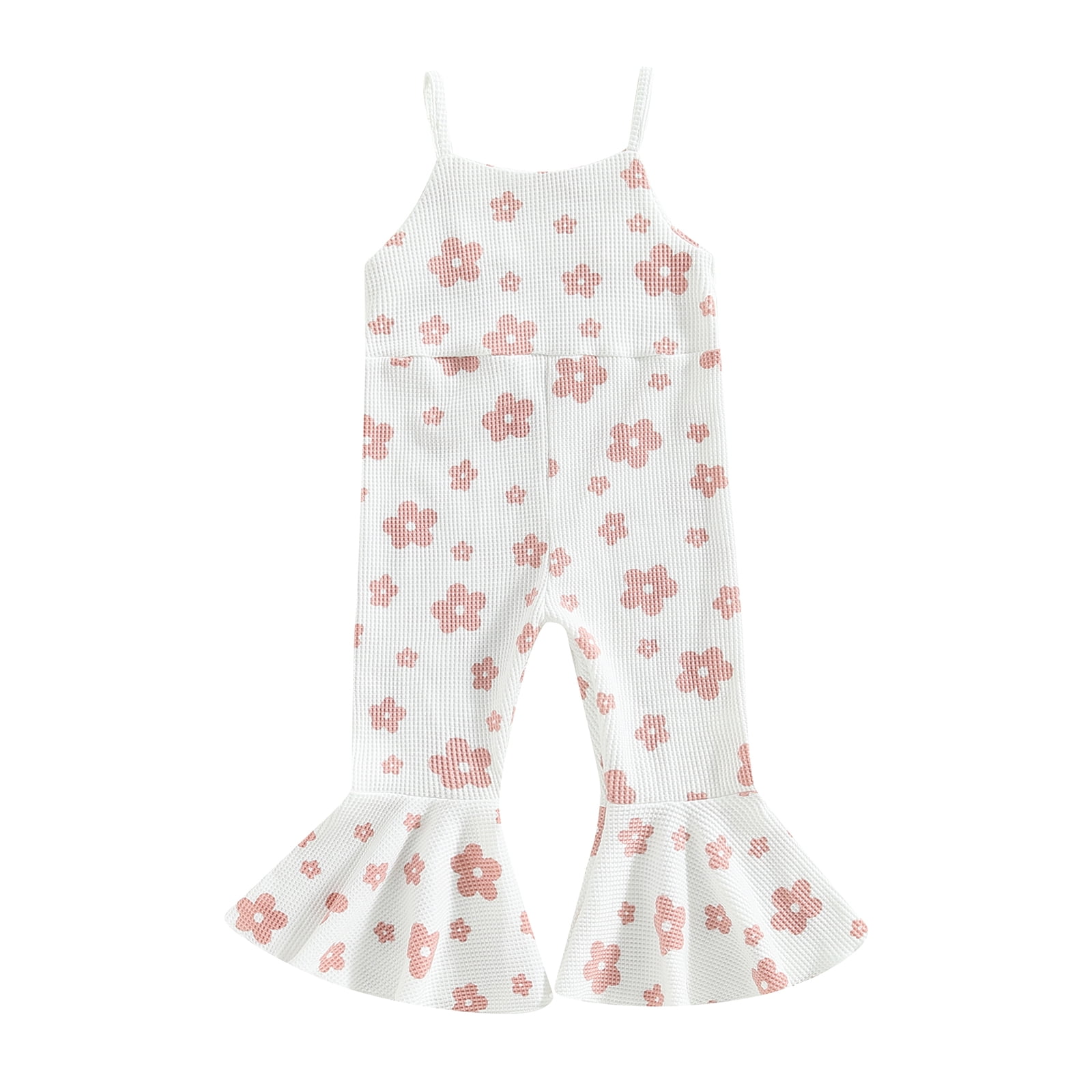 Toddler Cow Print Baby Girl Bell Bottom Romper Floral Overalls Sleeveless Flare Jumpsuit Clothes ...