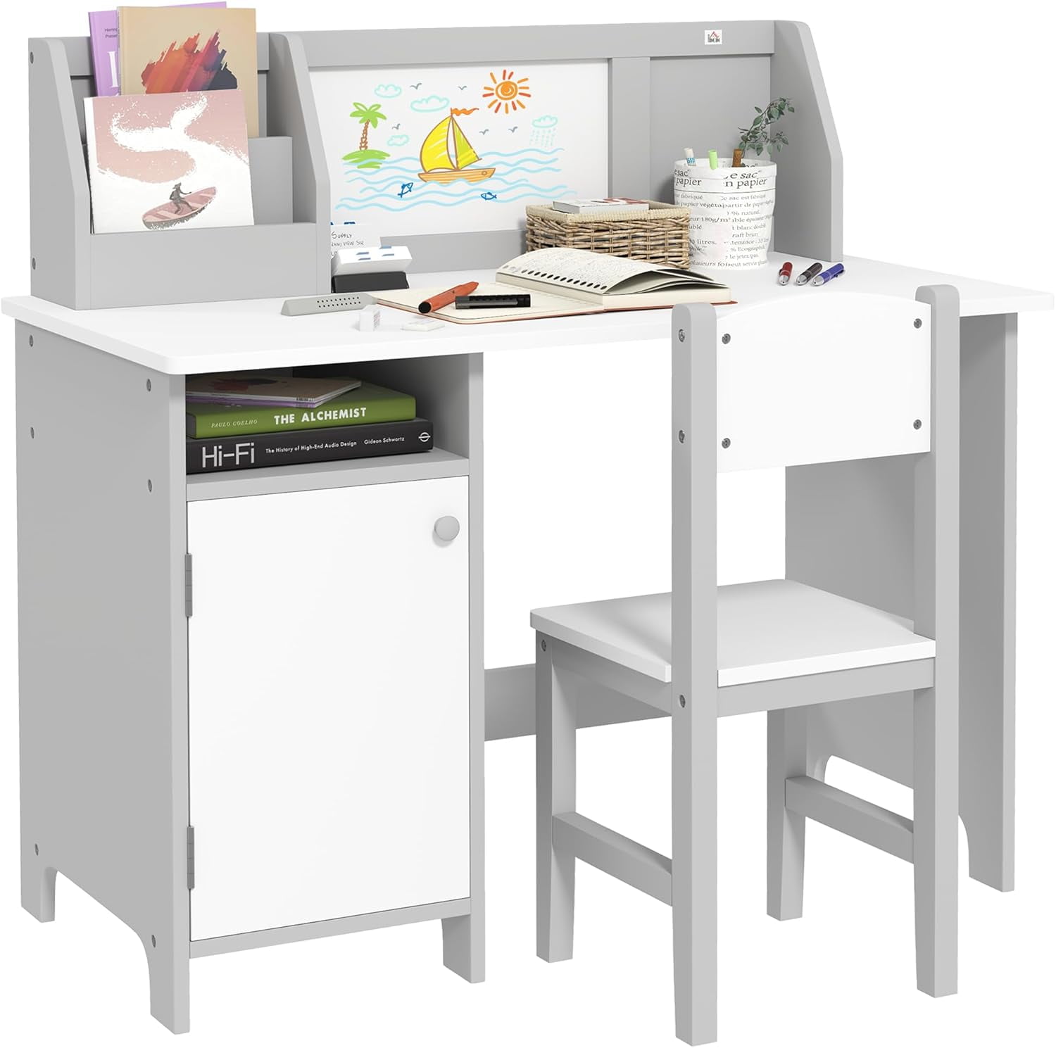 Toddler Desk and Chair Set, Kids Writing Desk Study Table for Children ...