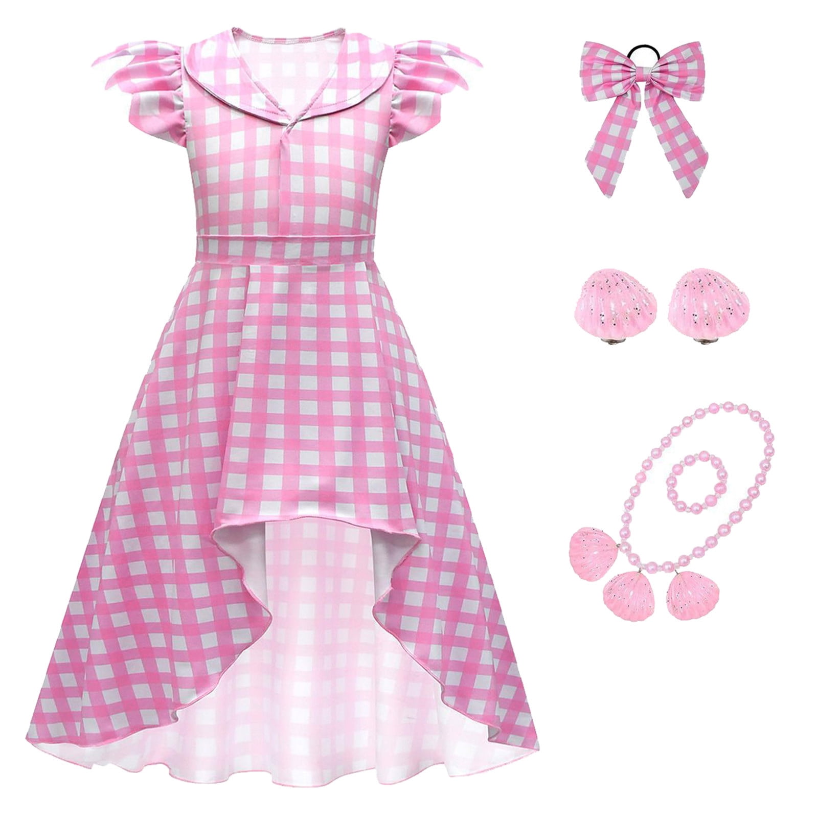 Toddler Dresses Pink Dress Birthday Party With Accessories Set Pink ...