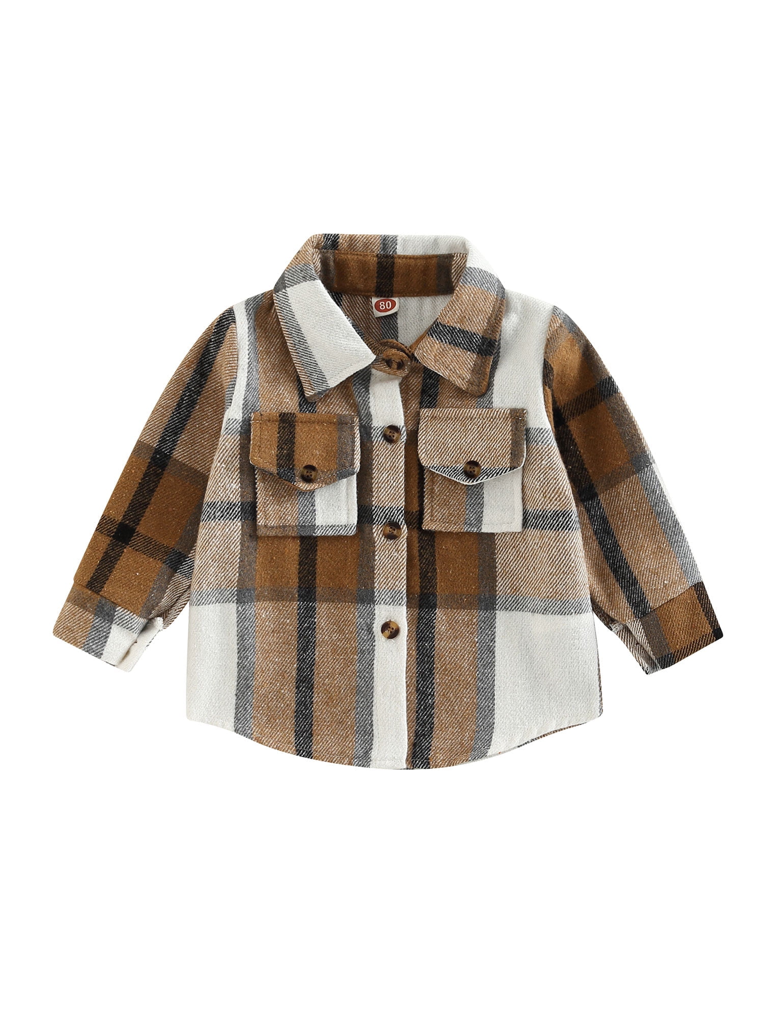 Toddler Flannel Shirt Jacket Plaid Long Sleeve Lapel Button Down ...