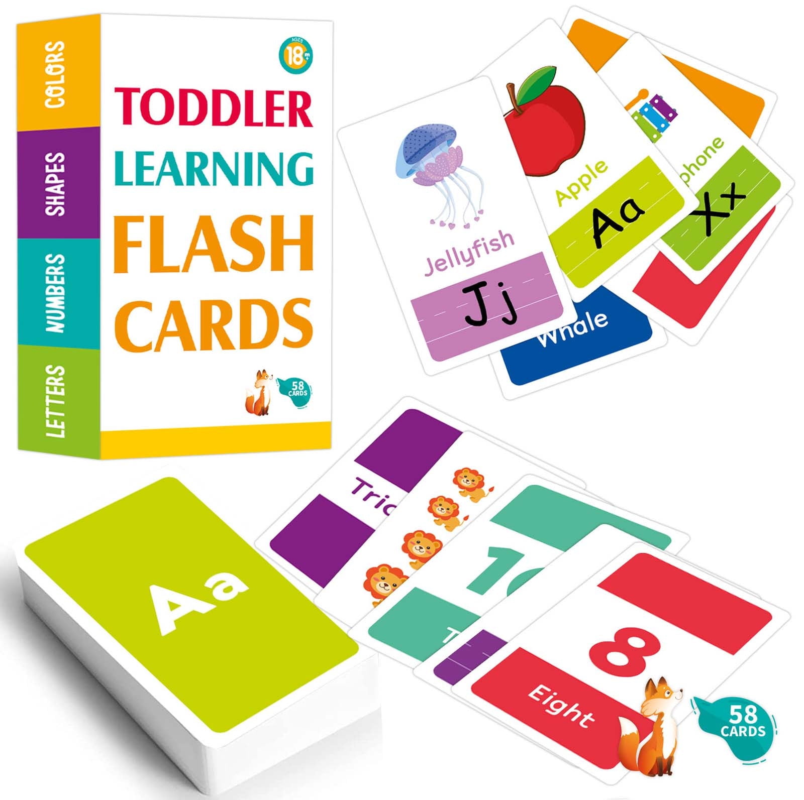Toddler Flash Cards, Alphabet, Letters, Colors, Shapes, and Numbers ...