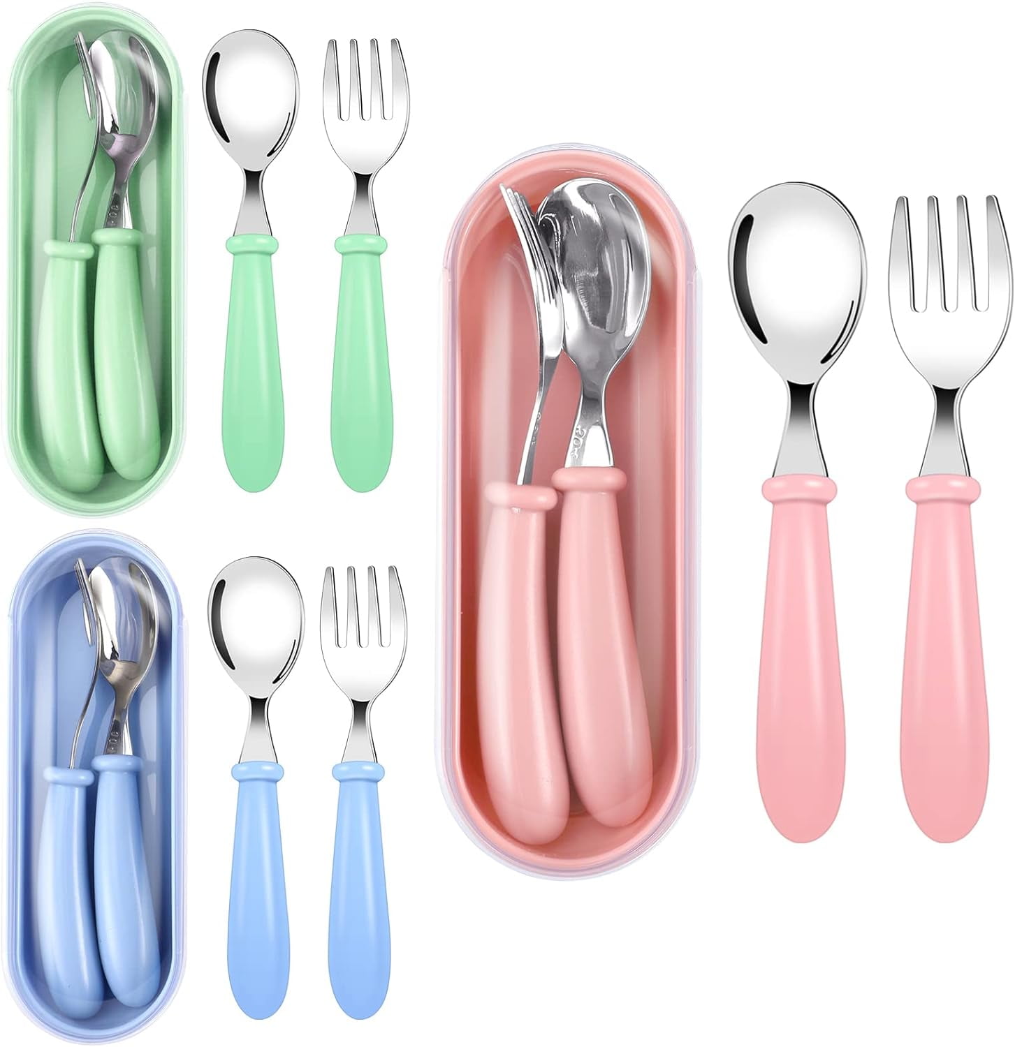 Toddler Flatware Forks and Spoons, Stainless Steel Baby Utensils Baby ...
