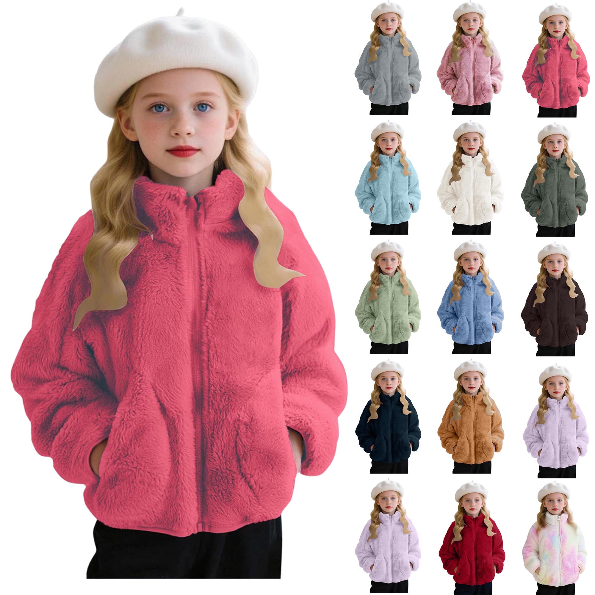 Fleece Top for Toddlers Girls Boys Fleece Hoody Jackets Kids Zip Up ...