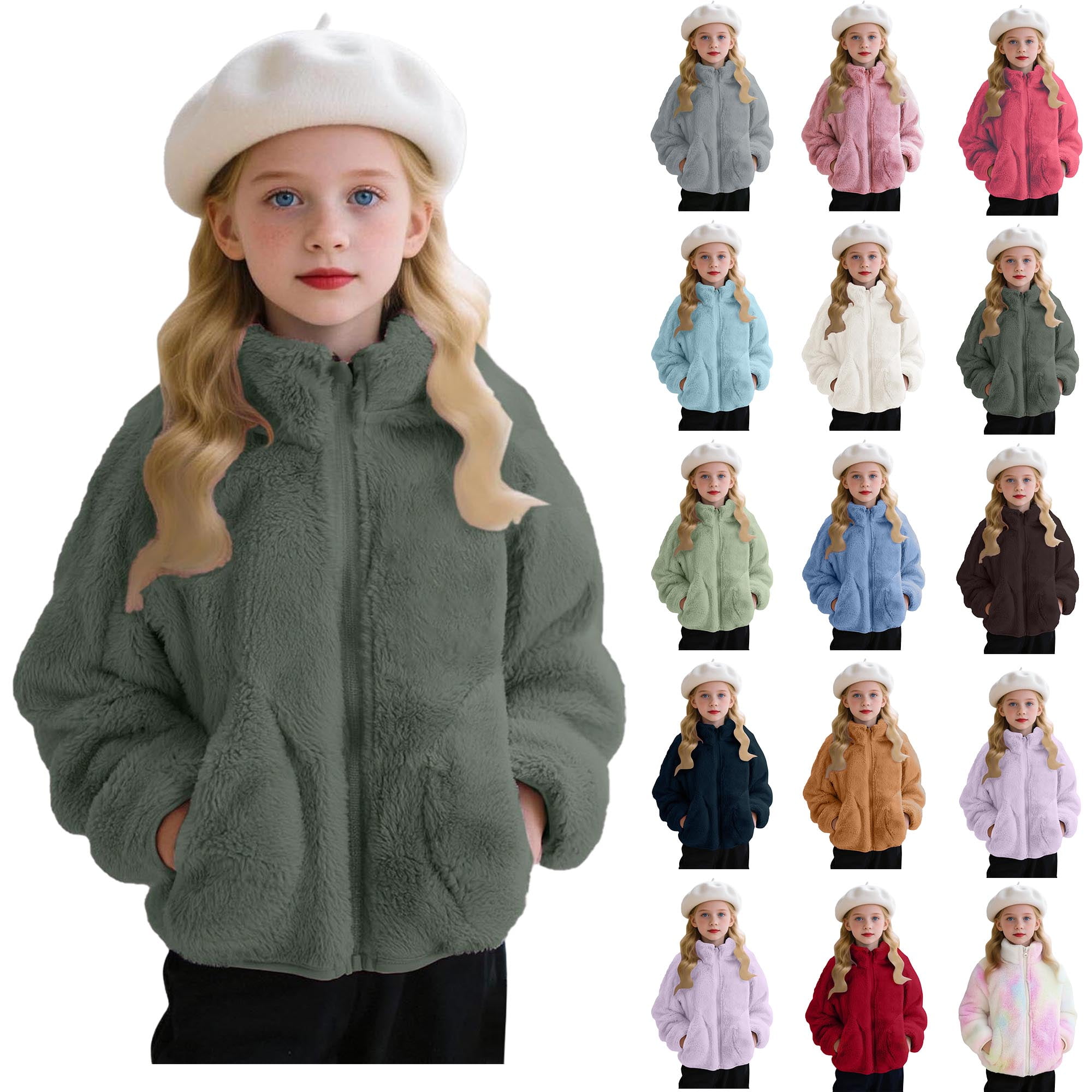 Fleece Top for Toddlers Girls Boys Fleece Hoody Jackets Kids Zip Up ...