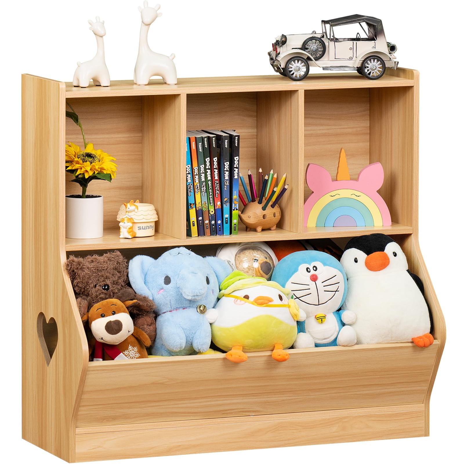 Toddler Friendly Storage Cabinet, Bookcase and Toy Shelf Combo with ...