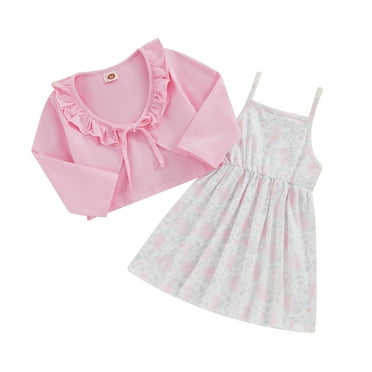 PatPat Floral Girl Dress Toddler Girl Clothes 2pcs Kid Sleeveless Dress and Short Sleeve Ruffled ...