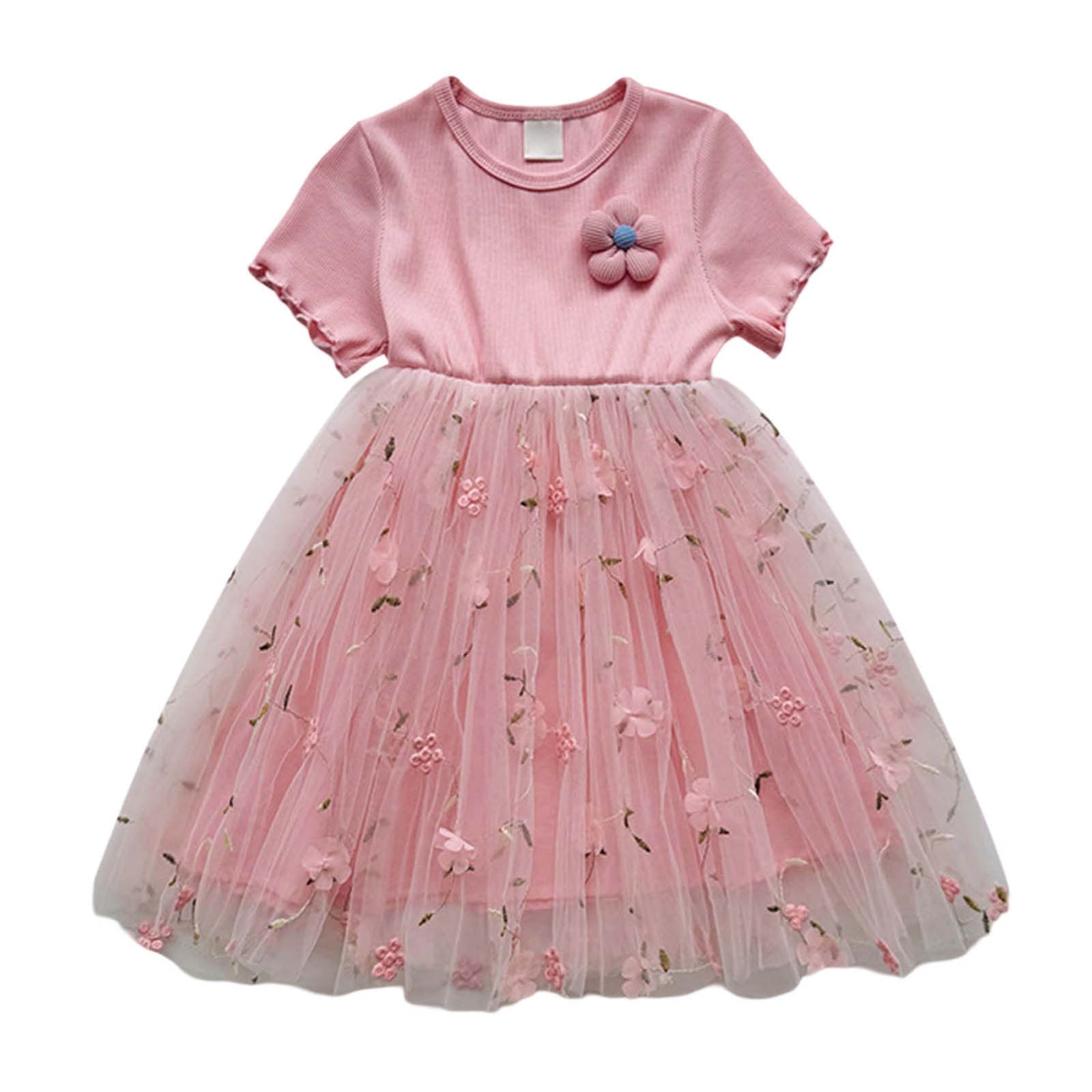 Toddler Girl Casual Dresses Children Short Sleeve Flowers Prints ...