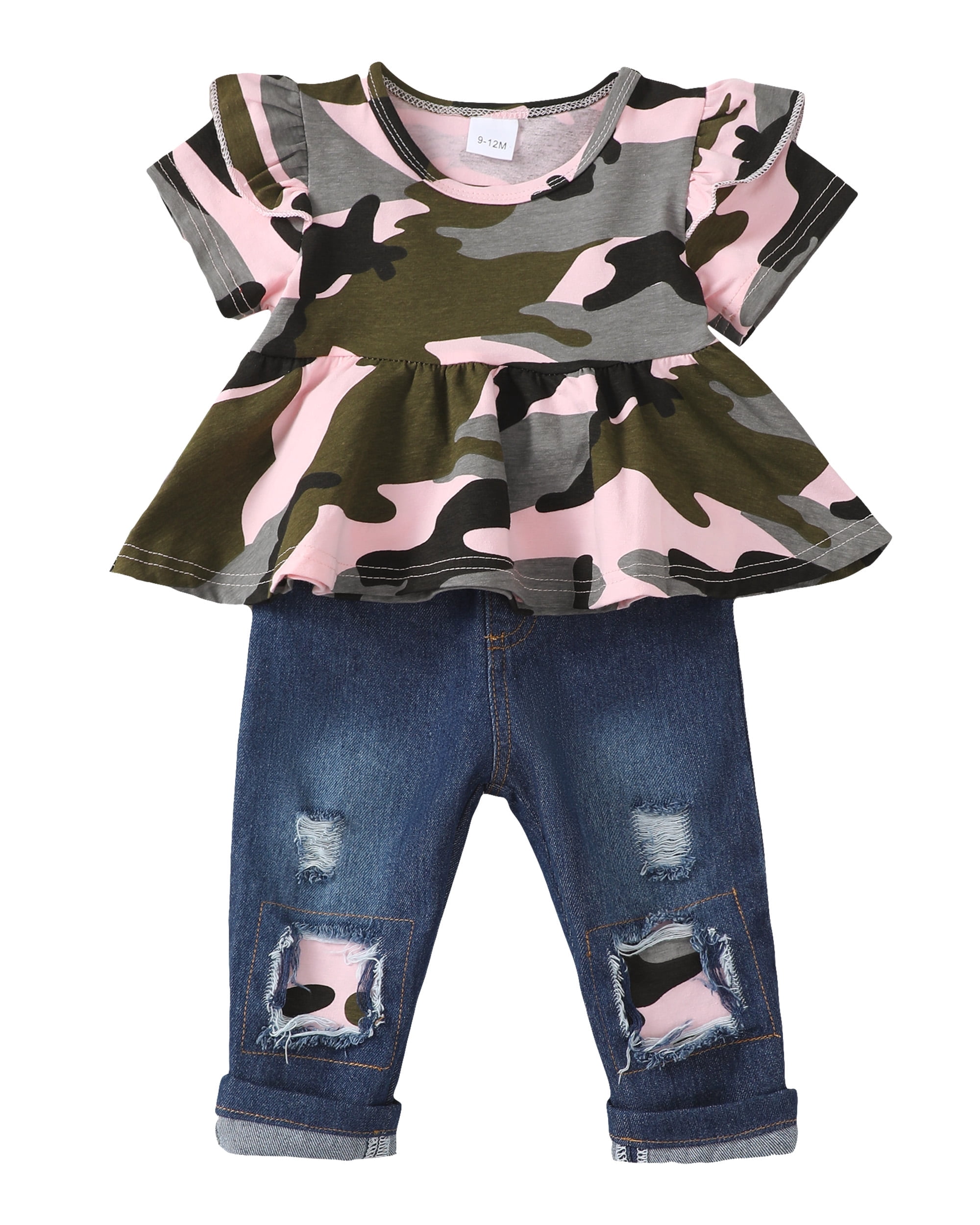 Toddler Girl Clothes 2T 3T Girl Clothes Denim Ripped Jeans Camouflage ...