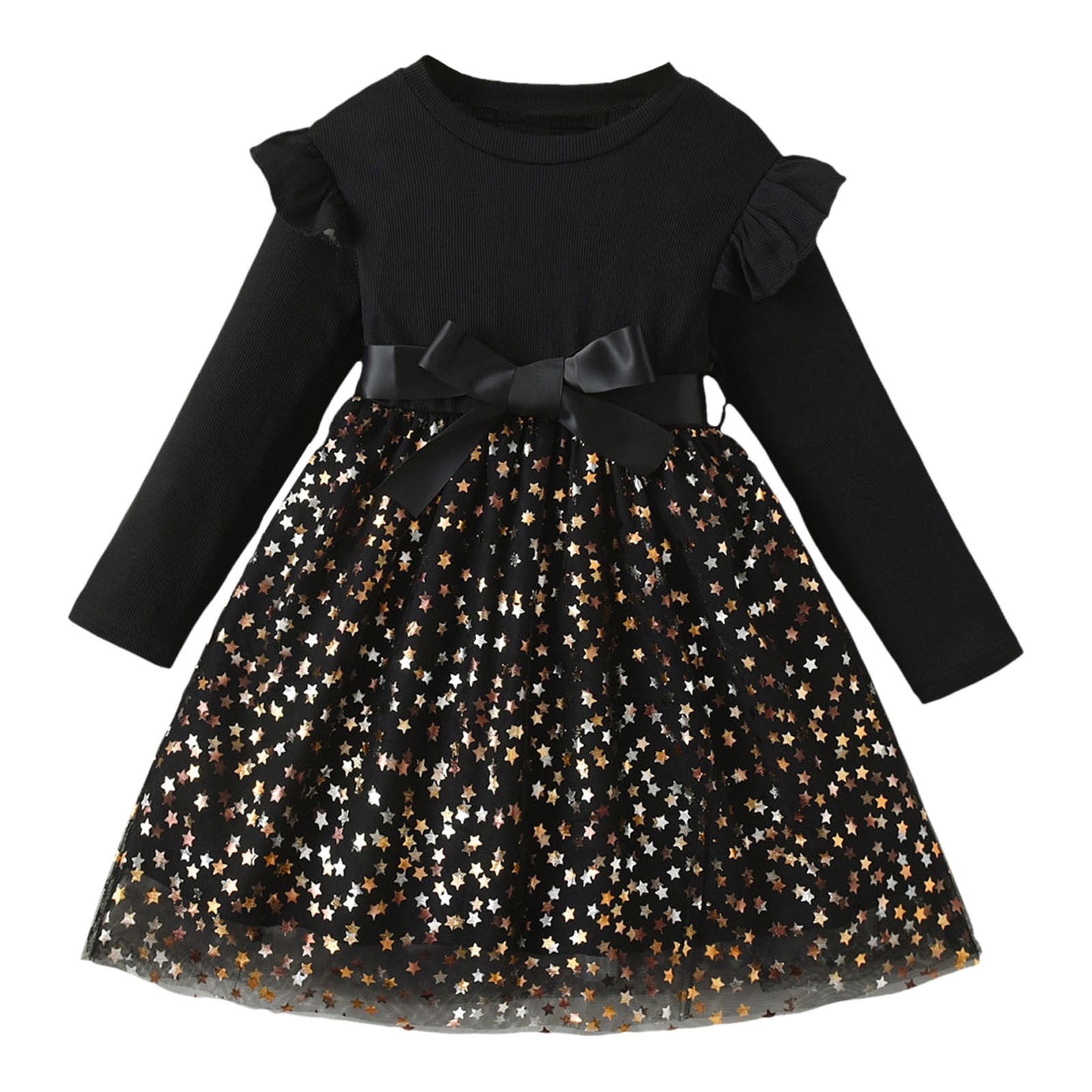 Toddler Girl Dresses 4T Baby Girl Trend Lace Long Sleeve Patchwork Bow ...