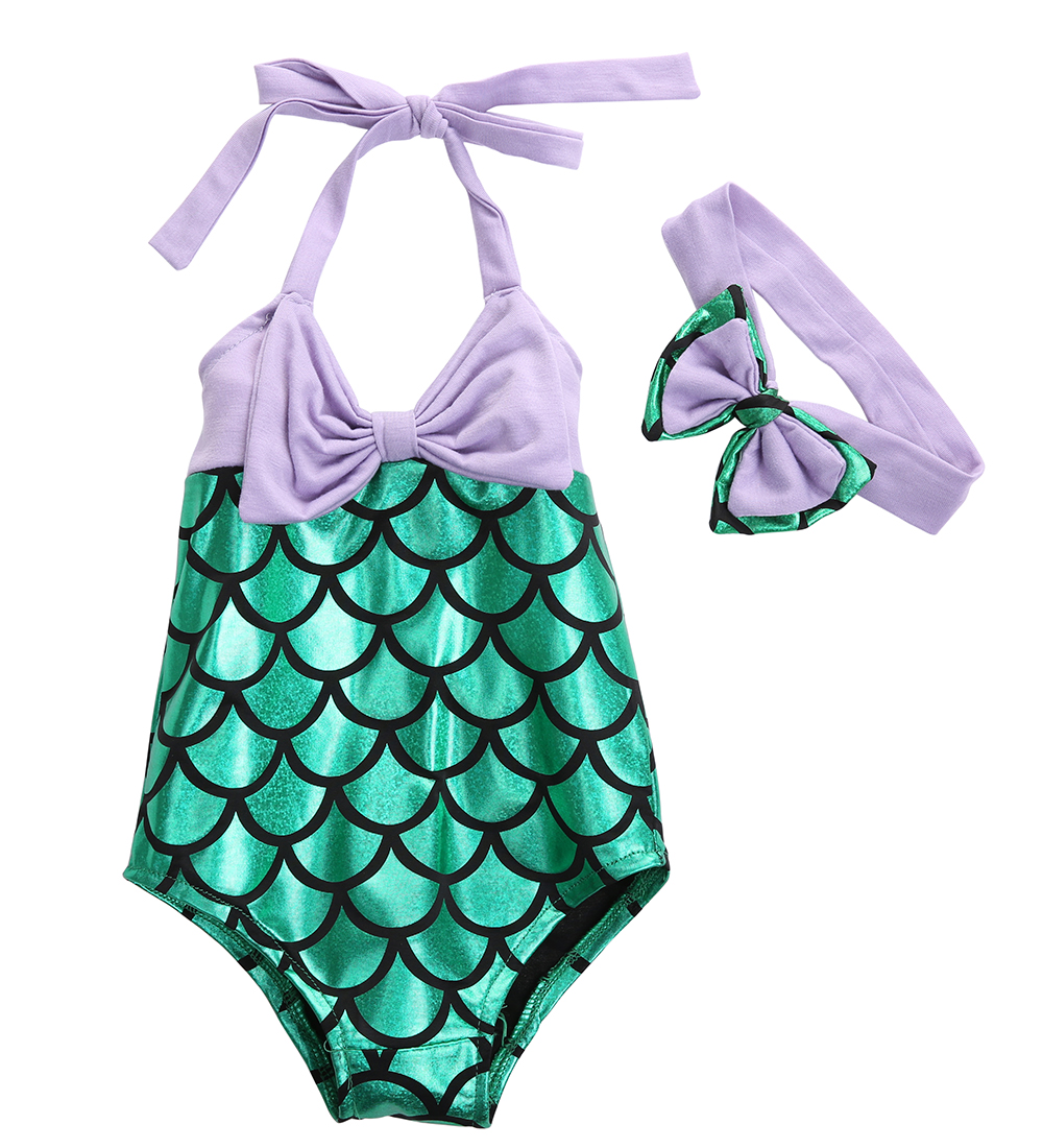 Toddler Girl Mermaid Swimwear Tankini Green Bikini One-Piece Swimsuit ...