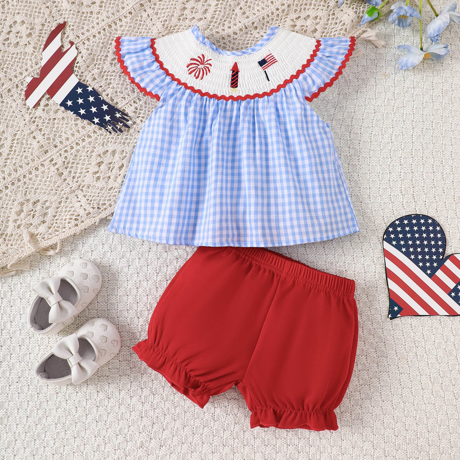 Toddler Girl Outfit Toddler Baby Girls Independence Day Flutter Sleeve ...