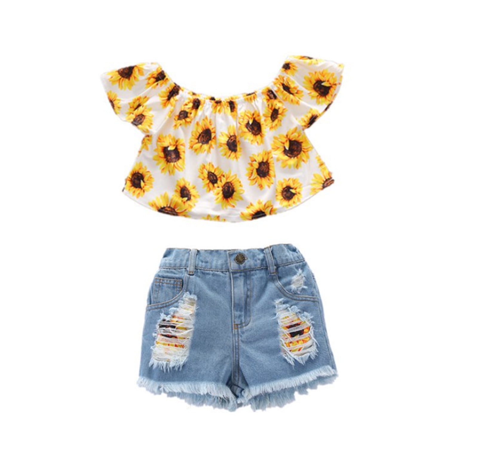 Toddler Girl Outfits Cotton Printed Tops Casual There Pieces Clothing ...