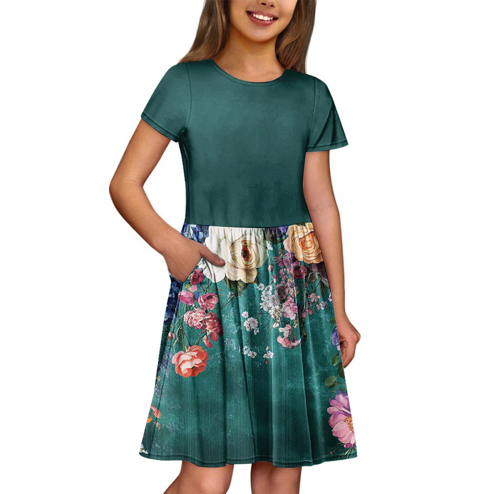 Toddler Girl Patchwork Dress 2025 Summer Party Plain Dress for Girls 12 ...