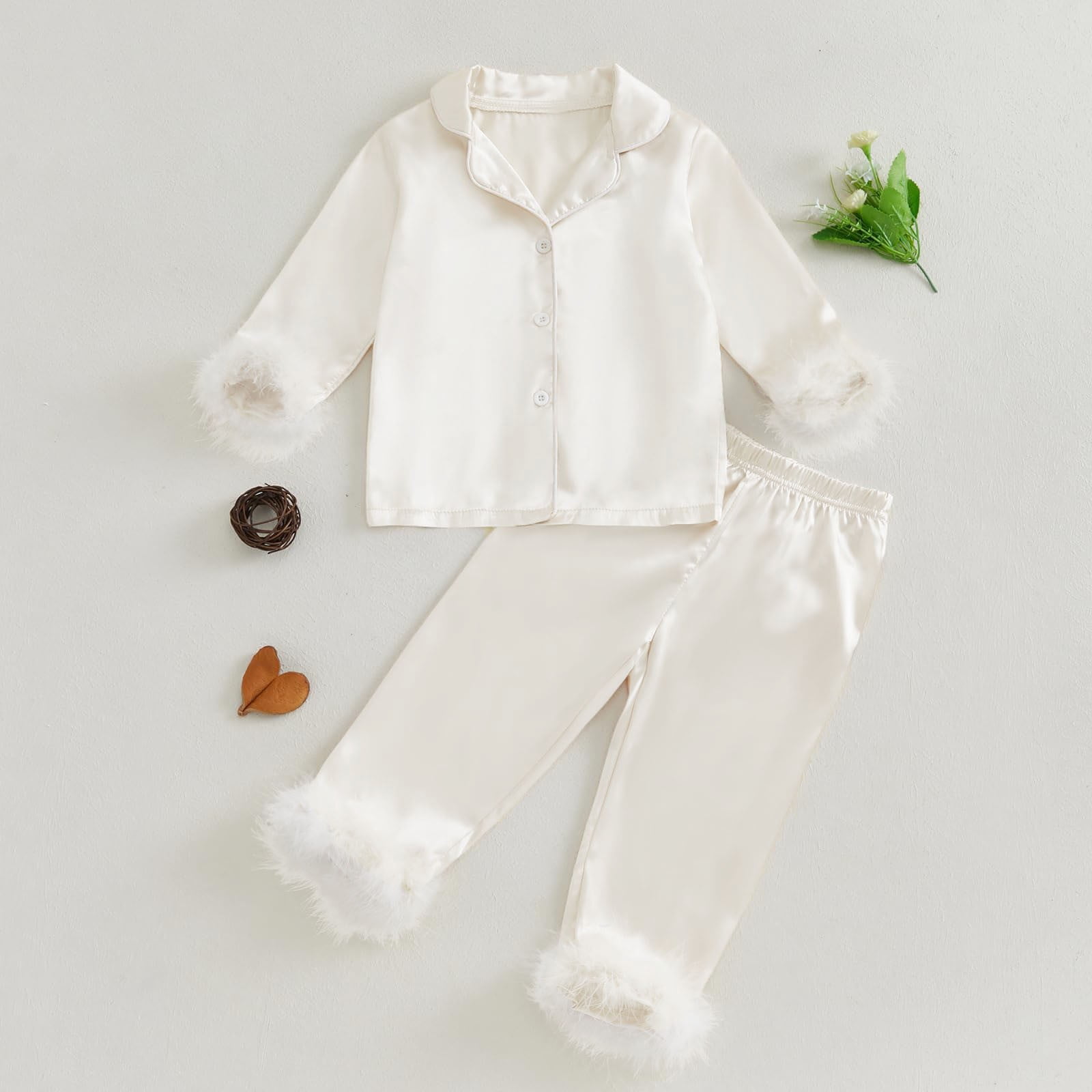 Toddler Girl Satin Pajamas Set Satin Silky Pjs Button-Down Kids ...