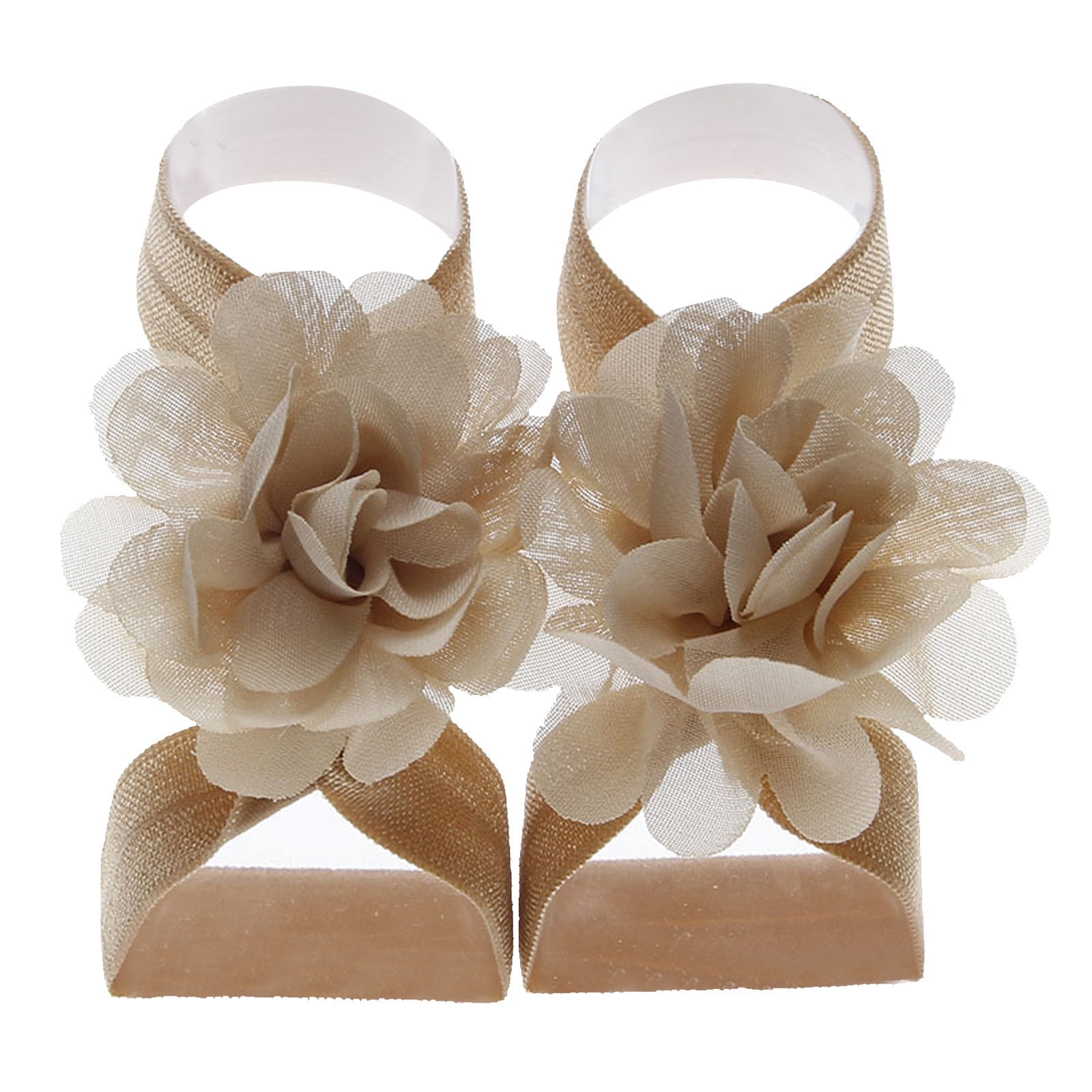 Toddler Girl Shoes 22 Pairs Solid Chiffon Flower Barefoot Sandals Feet ...