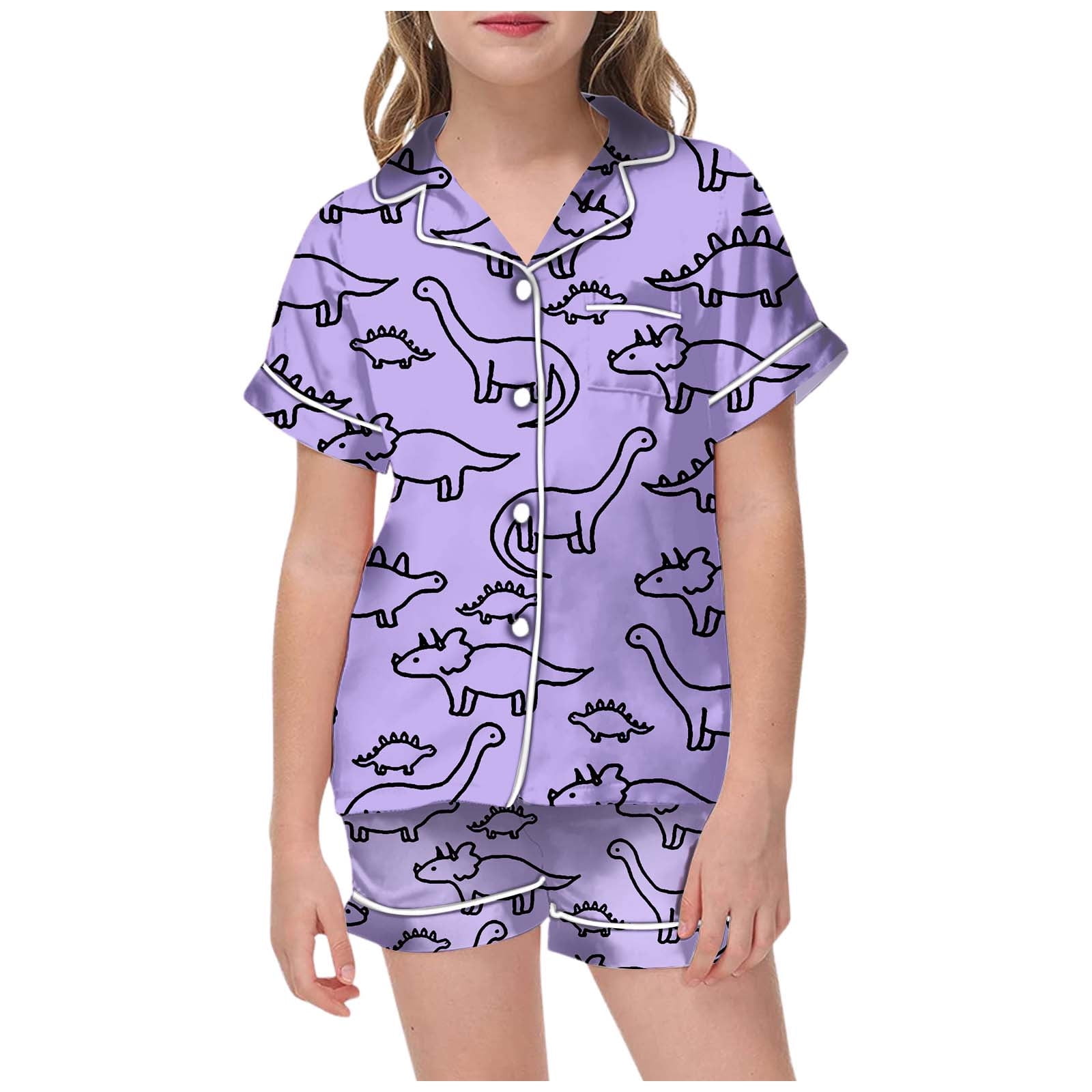 Toddler Girl Silk Pajamas Button-Up Short Sleeve & Short Pants Outfit ...